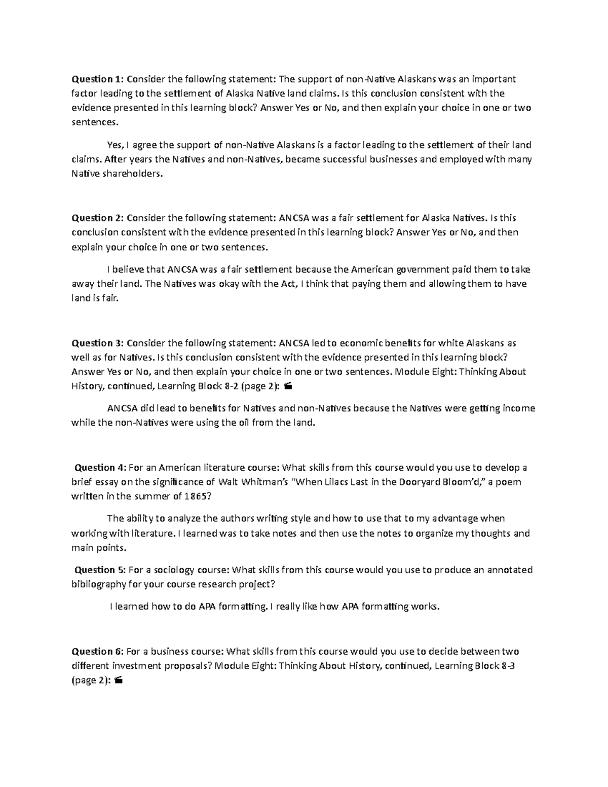 HIS 200 Module Eight Short Response - Question 1: Consider the ...