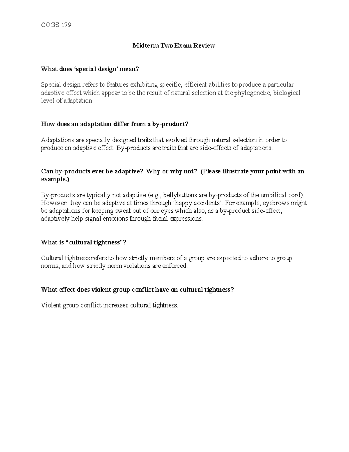 Midterm 2 Review Answers - Midterm Two Exam Review What does ‘special ...