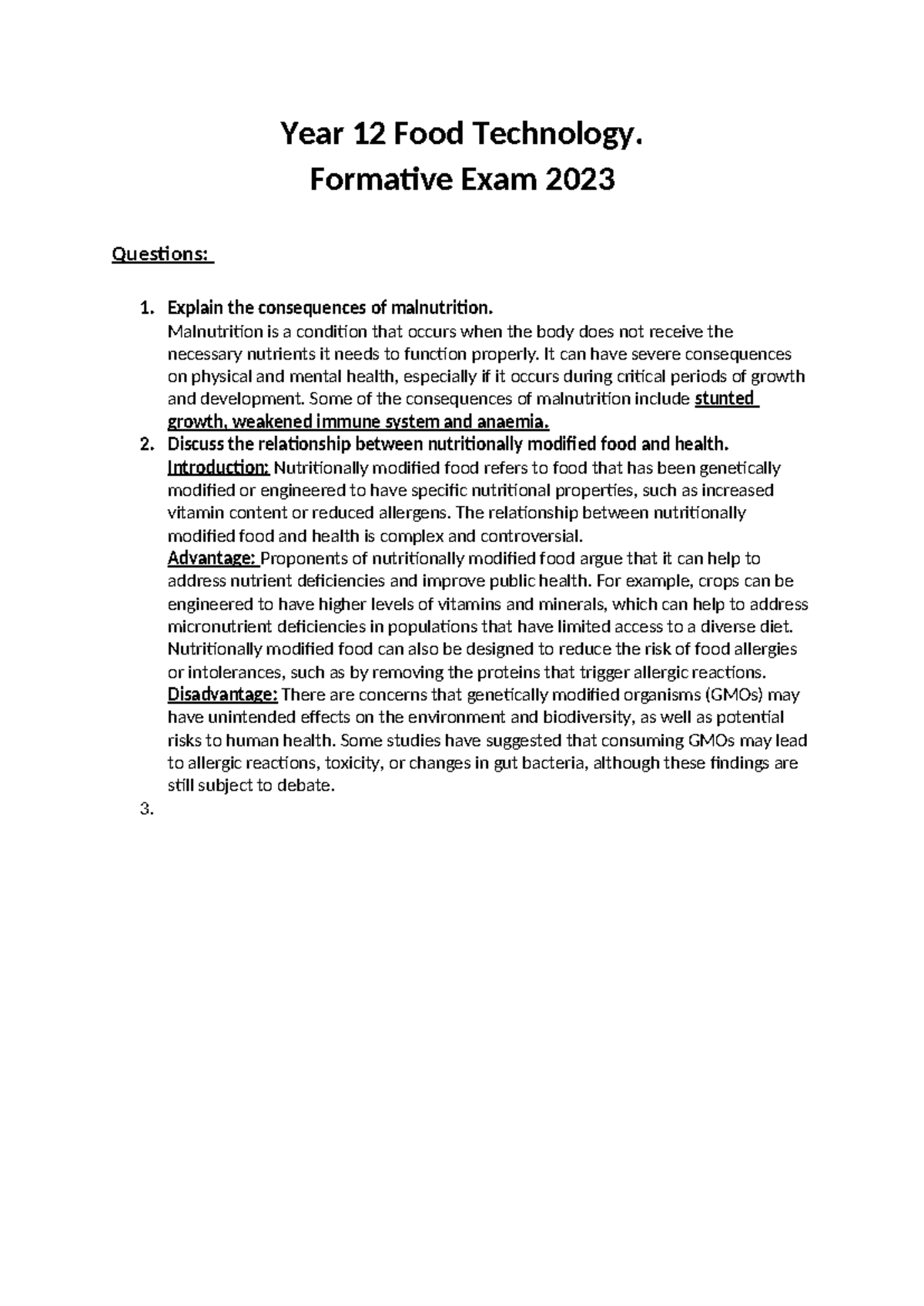 Year 12 Food Technology- Formative - Year 12 Food Technology. Formative ...