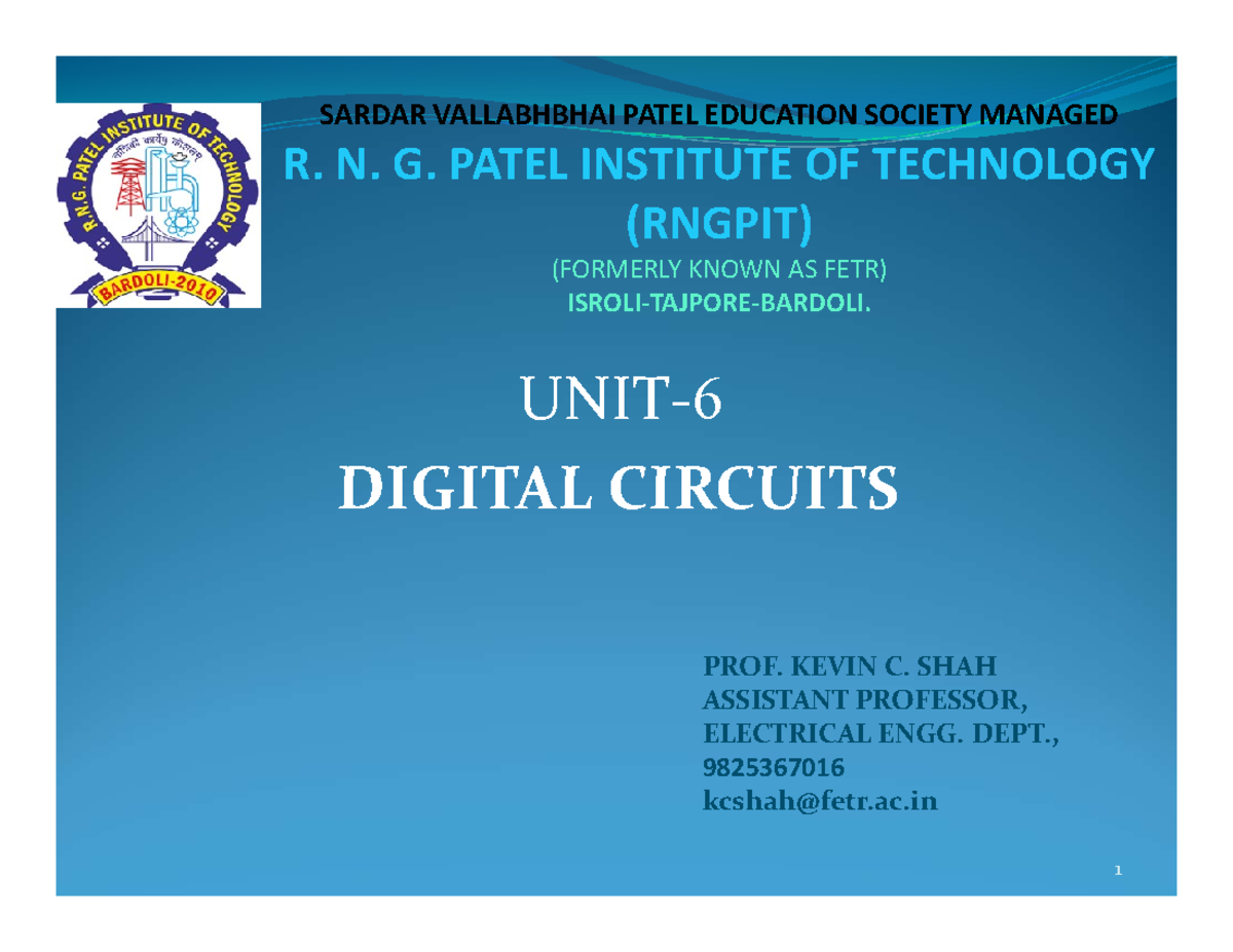 UNIT-6 Digital Circuits - Cyber Security And IT Governance - UNIT- 6 DIGITAL CIRCUITS SARDAR ...