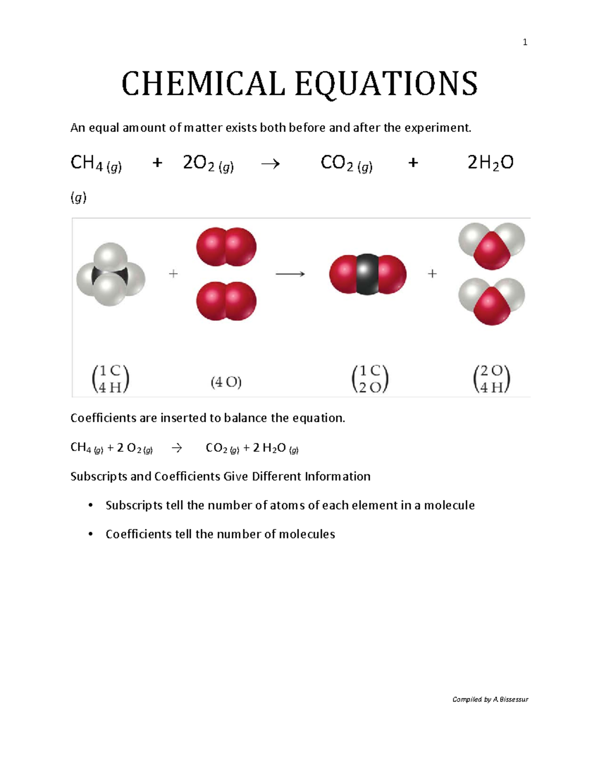 Chemical Equations - Prac - CHEMICAL EQUATIONS An equal amount of ...