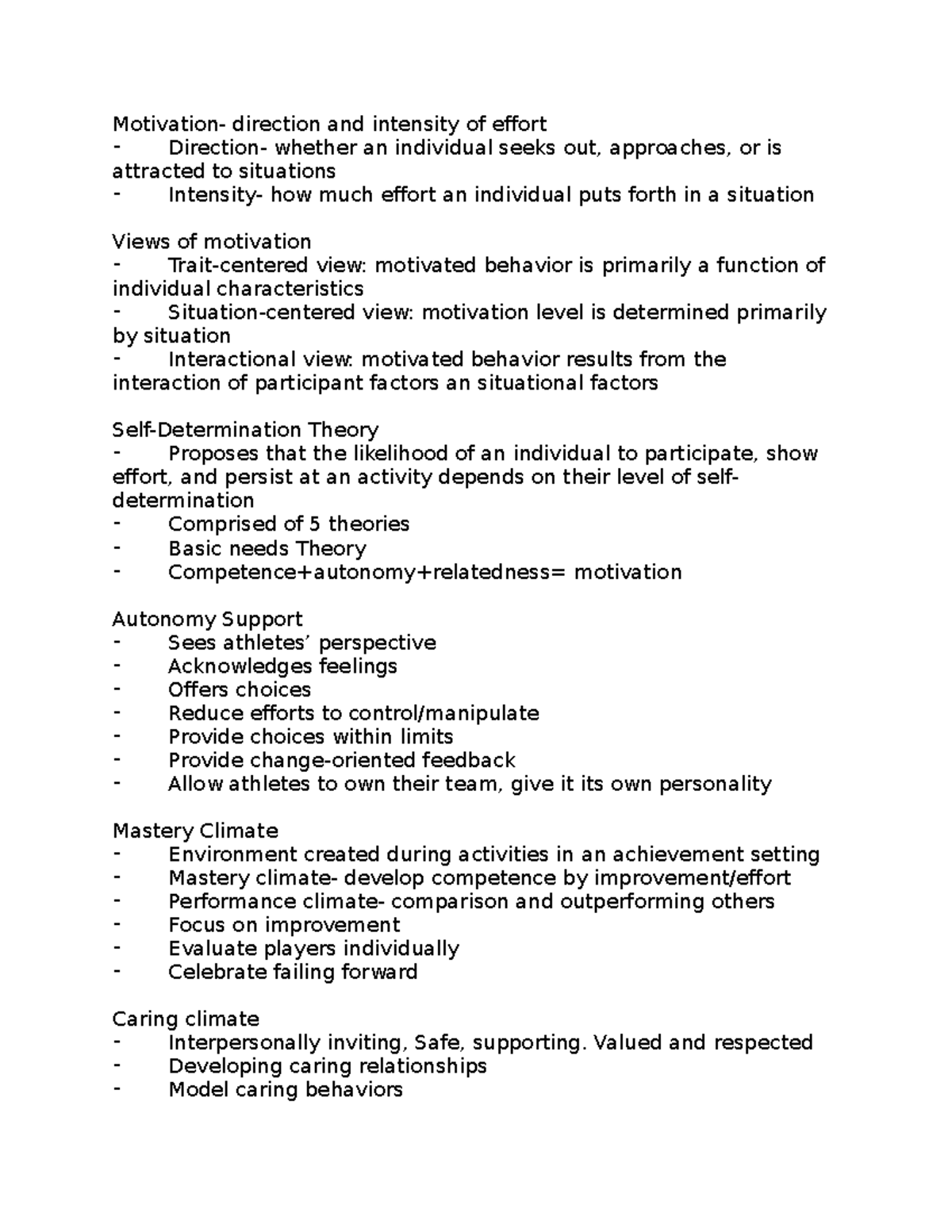 Srm 242 motivation notes - Motivation- direction and intensity of ...