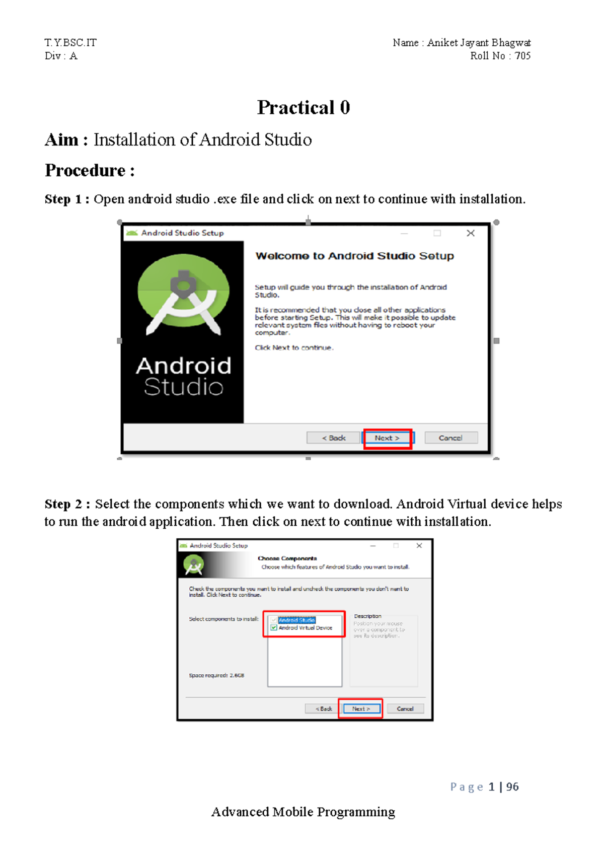 Aniket Bhagwat AMP - It has all practicals with their desired output ...