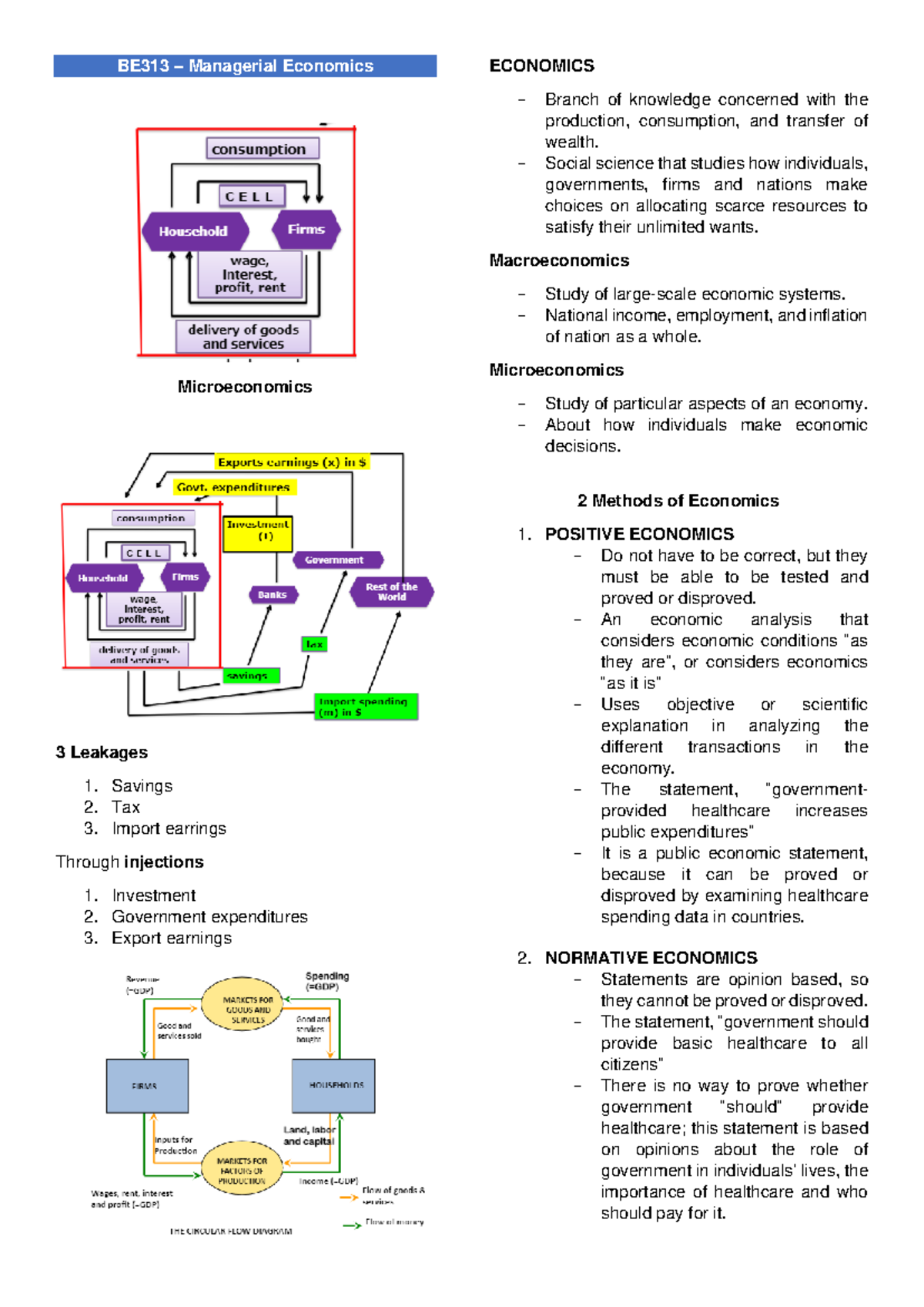 BE 313 WEEK 1-3 - notes about week 1-3 sim - BE313 – Managerial ...