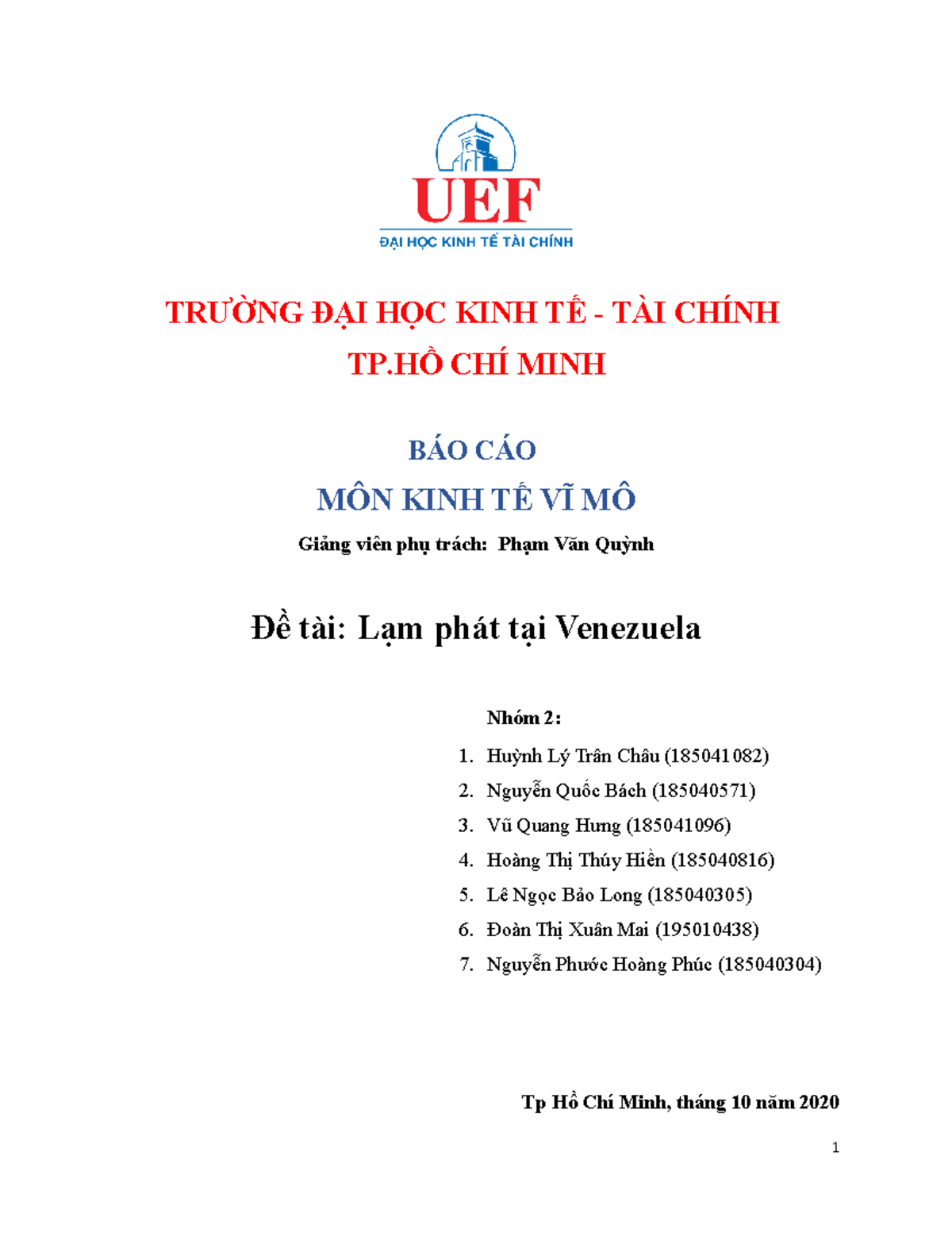 KTVM LẠM PHÁT 2 - KTVM LẠM PHÁT 2 - TRƯỜNG ĐẠI HỌC KINH TẾ - TÀI CHÍNH ...