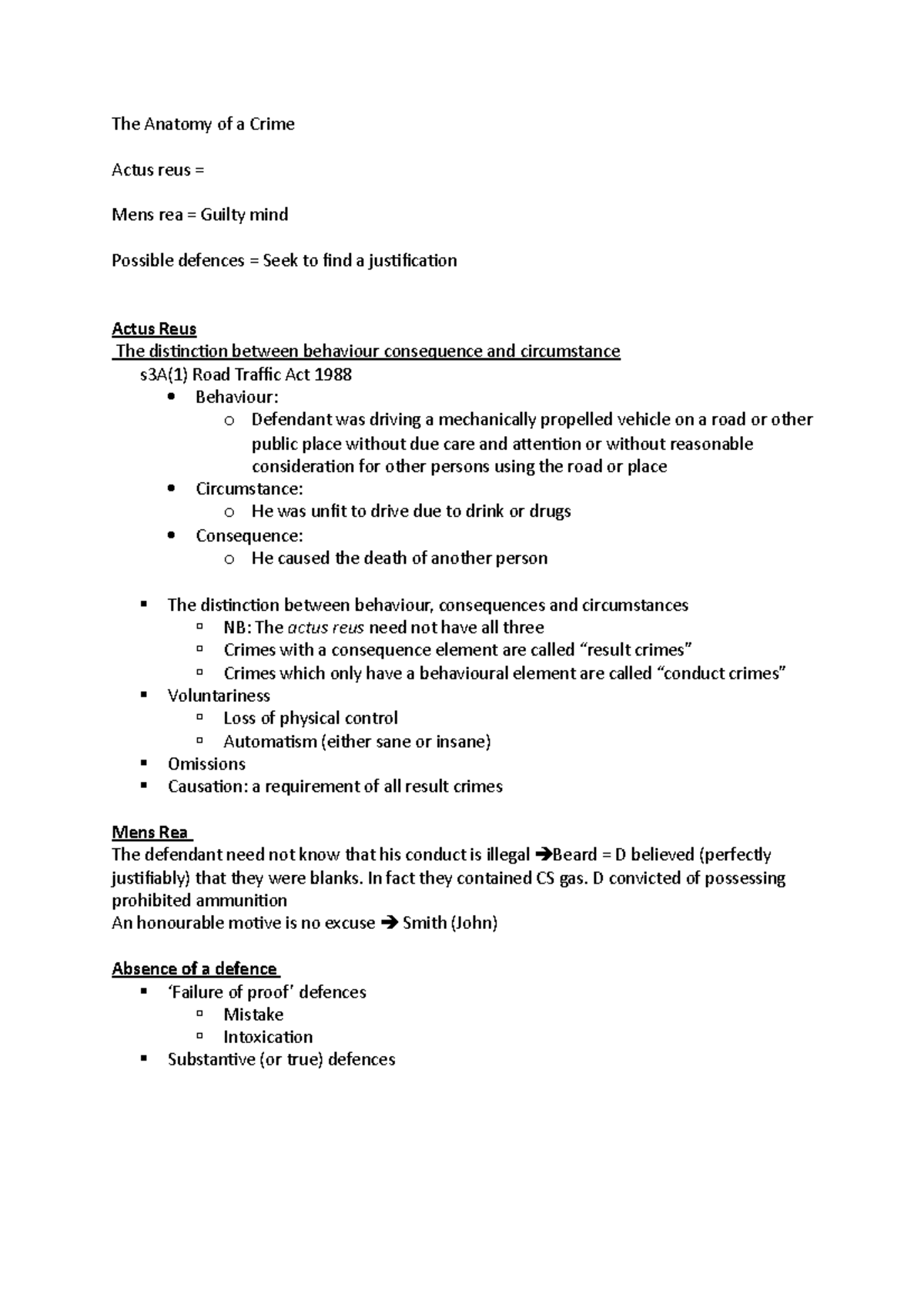 The Anatomy of a Crime - Definition - The Anatomy of a Crime Actus reus ...