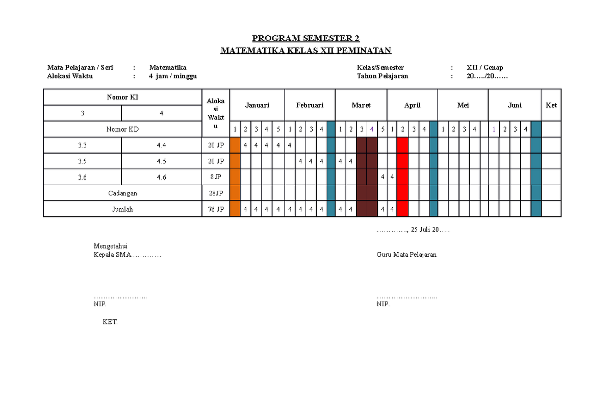 Program Semester 2 - PROGRAM SEMESTER 2 MATEMATIKA KELAS XII PEMINATAN ...