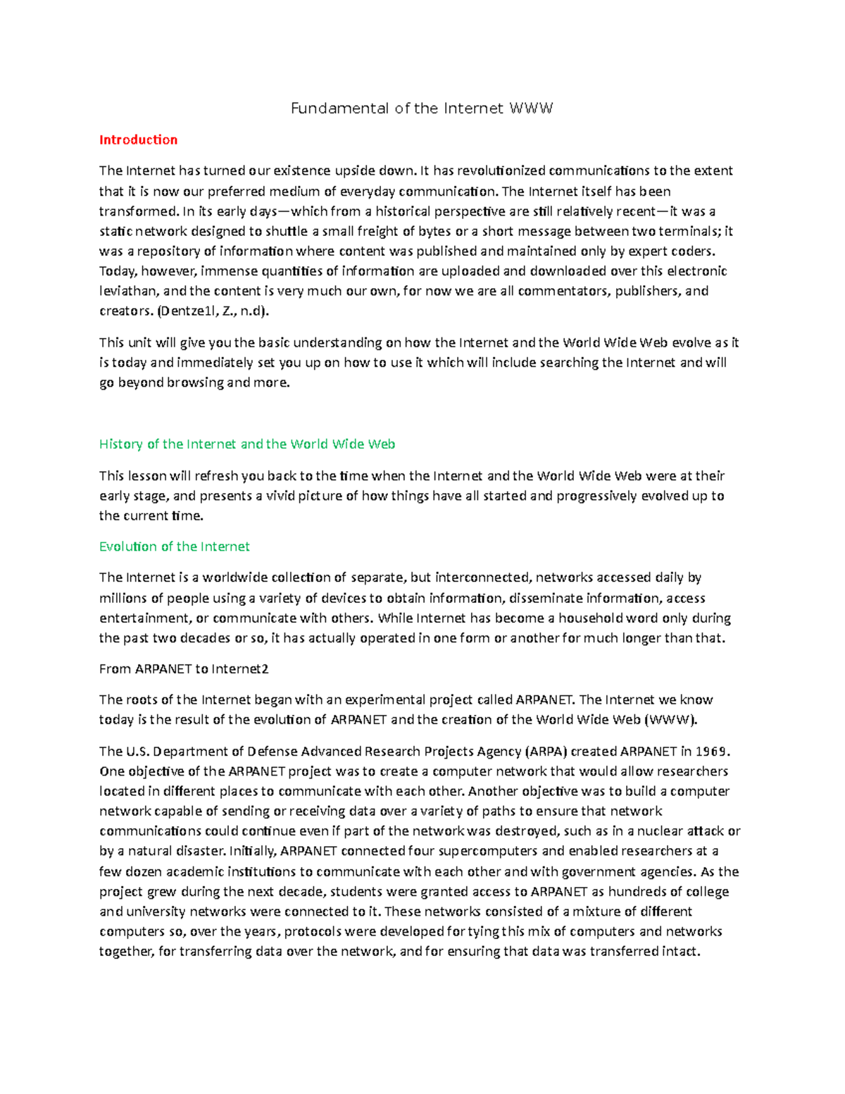 Fundamental of the Internet WWW - Fundamental of the Internet WWW ...