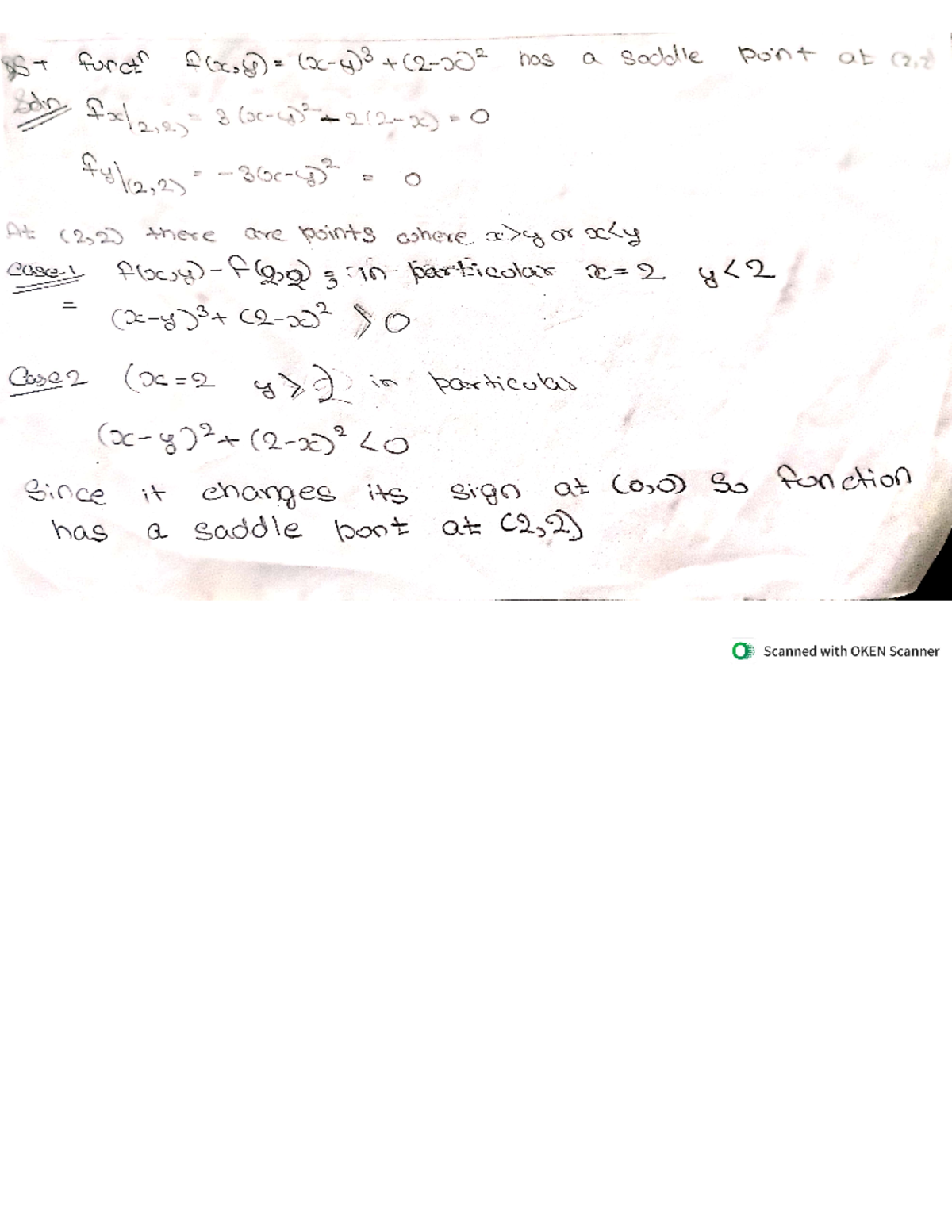 Downloadfile - Good - Computer Science HL - St funct has a saddle point at (2,2) Sdn 3(xcy) 0 At ...