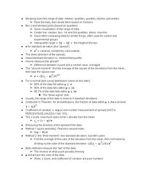 Math 15 Lecture 5 Notes - Standard Normal distribution: 𝑓(𝑥) = 1 2Π 𝑒−𝑥 ...