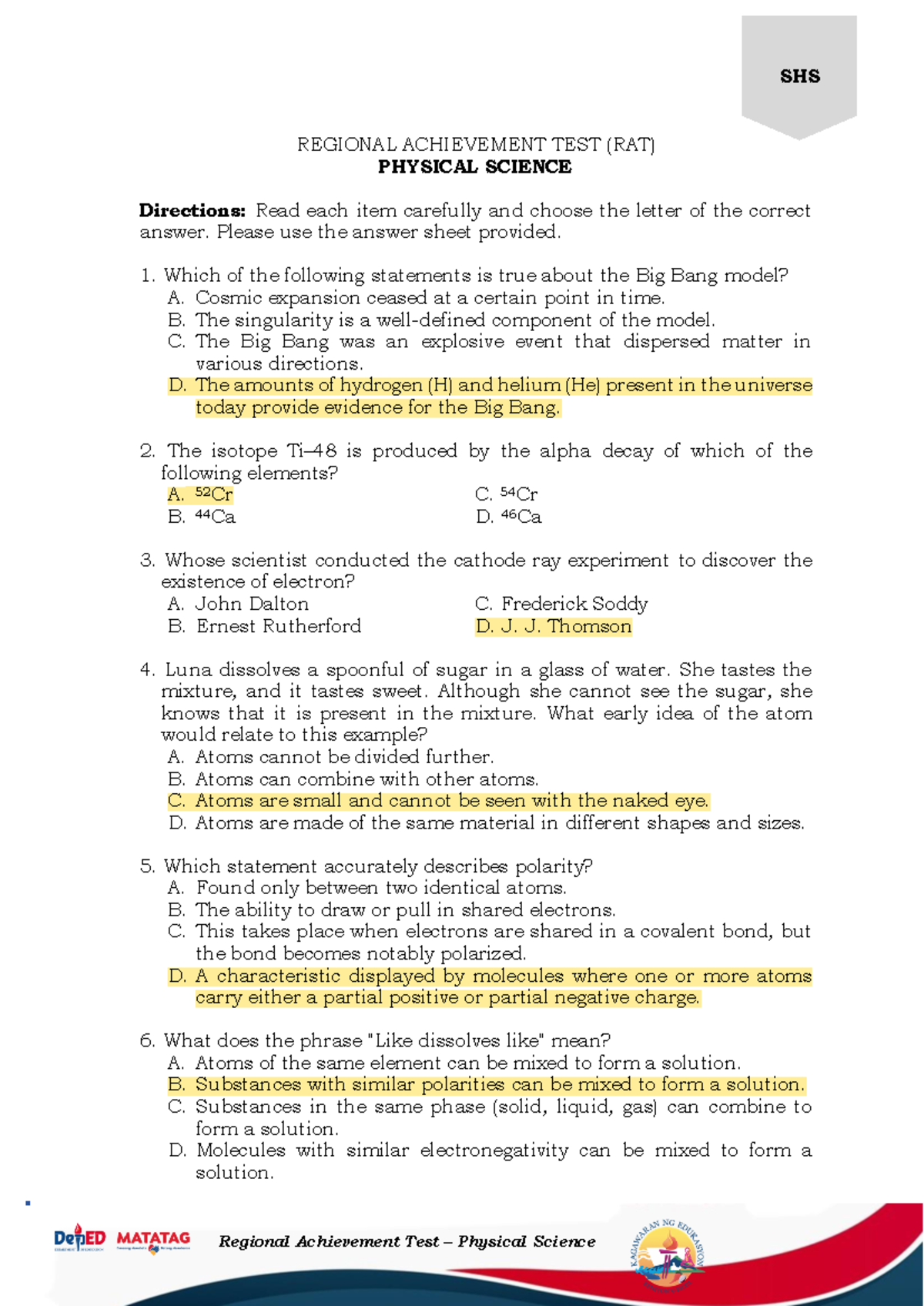 Inbound 3533252204987873724 - REGIONAL ACHIEVEMENT TEST (RAT) PHYSICAL ...