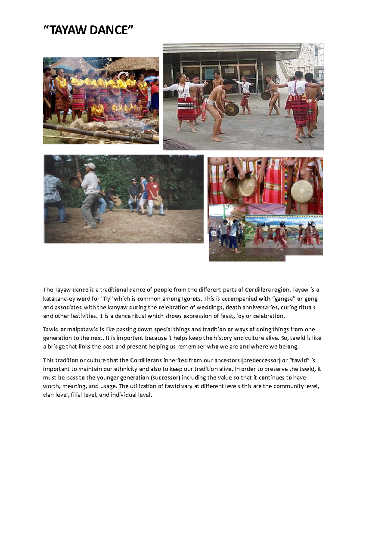 Cordilleran Tawid - “TAYAW DANCE” The Tayaw dance is a traditional ...