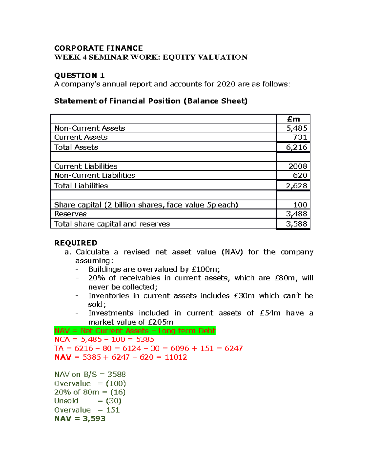 Wk 4 Checklist - Partial notes from NTU Corporate Finance content; both ...