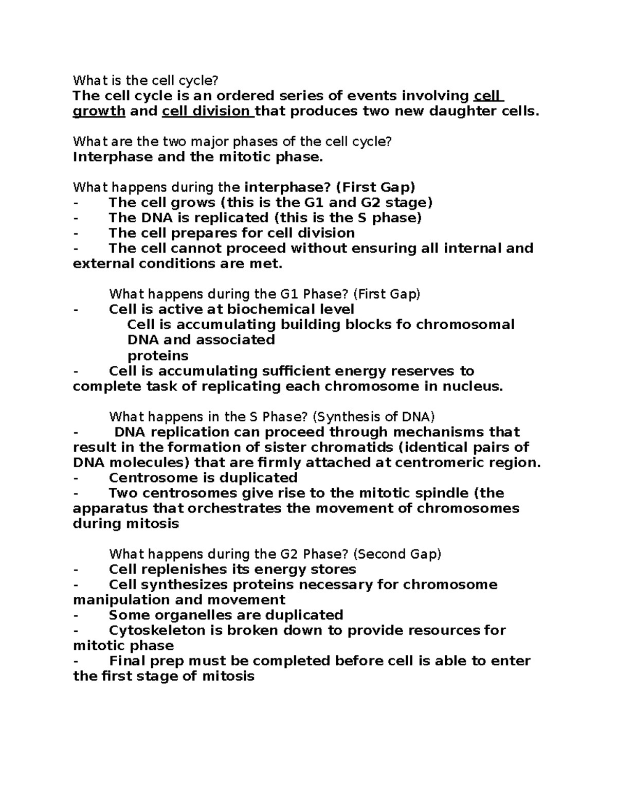 Chapter 10.2 - Cell Cycle Review - What is the cell cycle? The cell ...