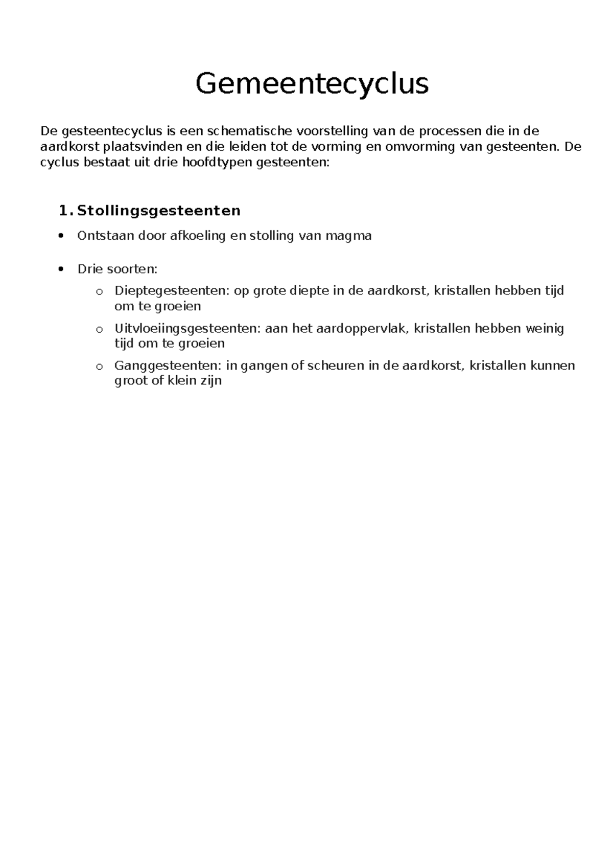 Samenvatting hoofdstuk 2 gesteentecyclus - Gemeentecyclus De ...