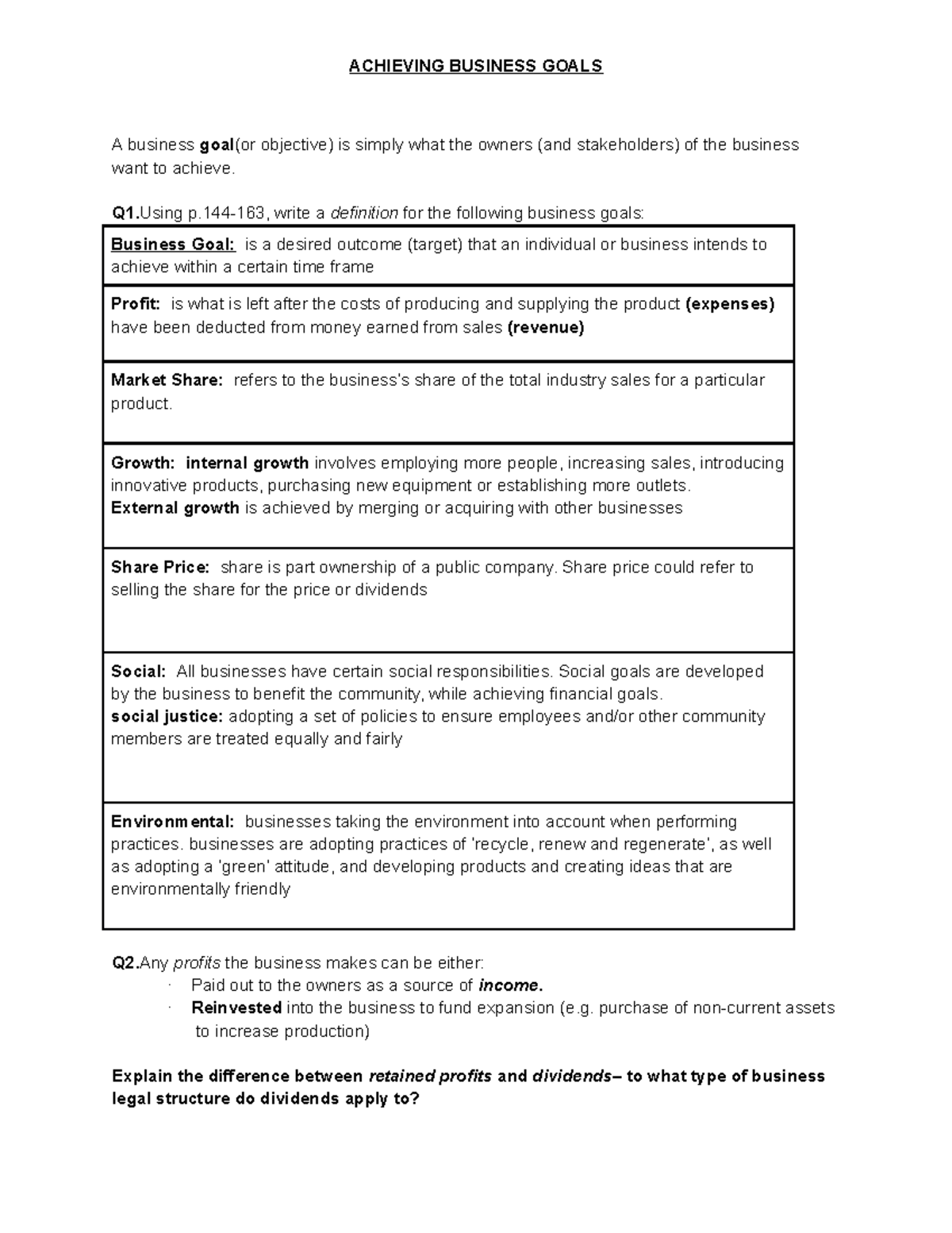 [Template] Achieving Business Goals - A business goal(or objective) is ...