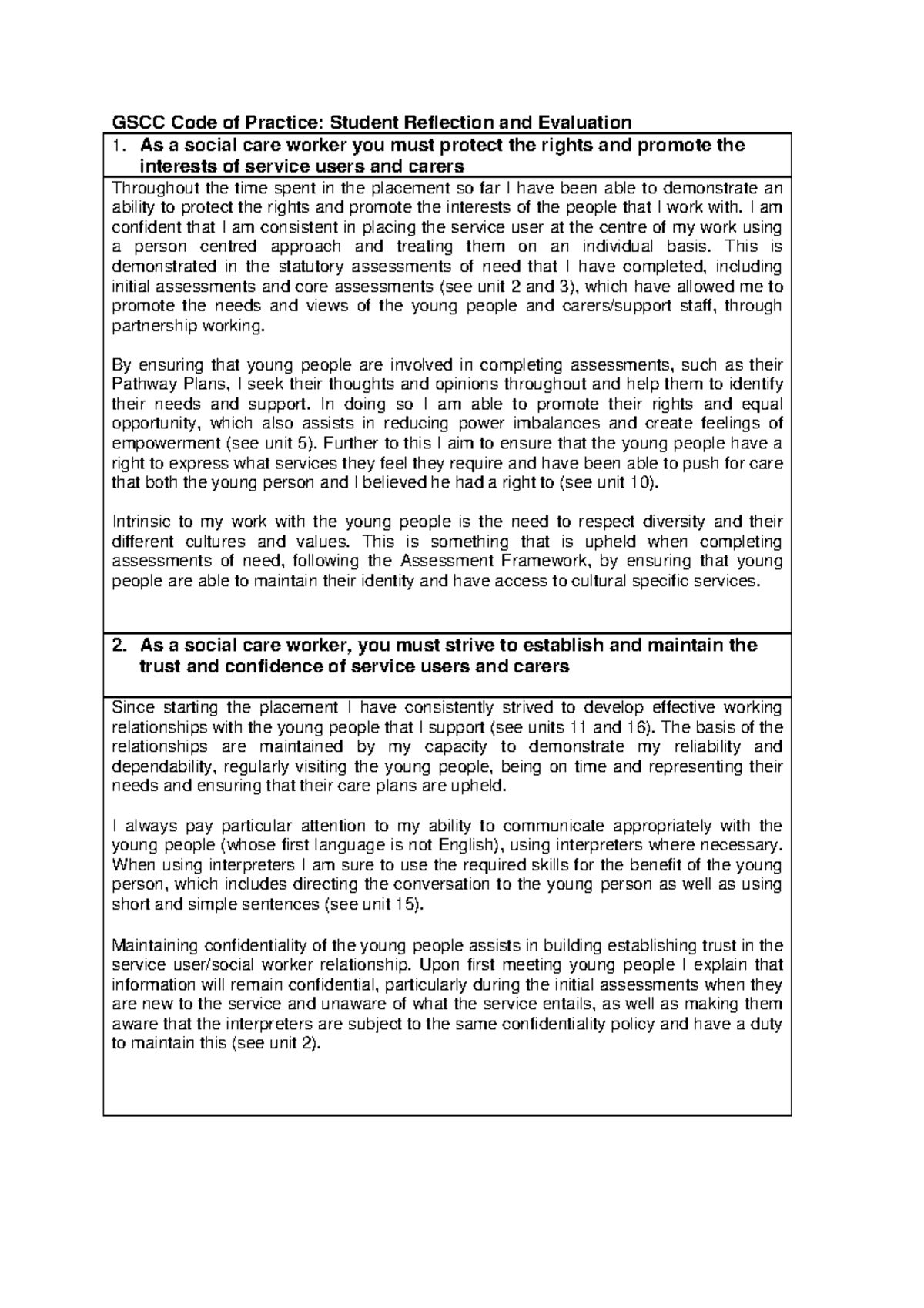 3454 Assgn GSCC Code Of Practice Student Reflection And Evaluation 3454-assgn-gscc-code-of-practice-student-reflection-and-evaluation