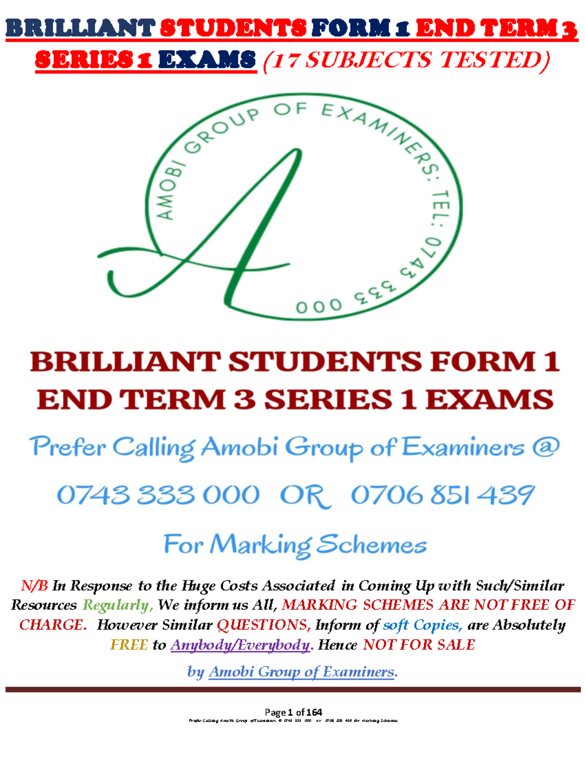 F1 ET3 S1 B Exams - Viva - Page 1 of 164 BRILLIANT STUDENTS FORM 1 END ...