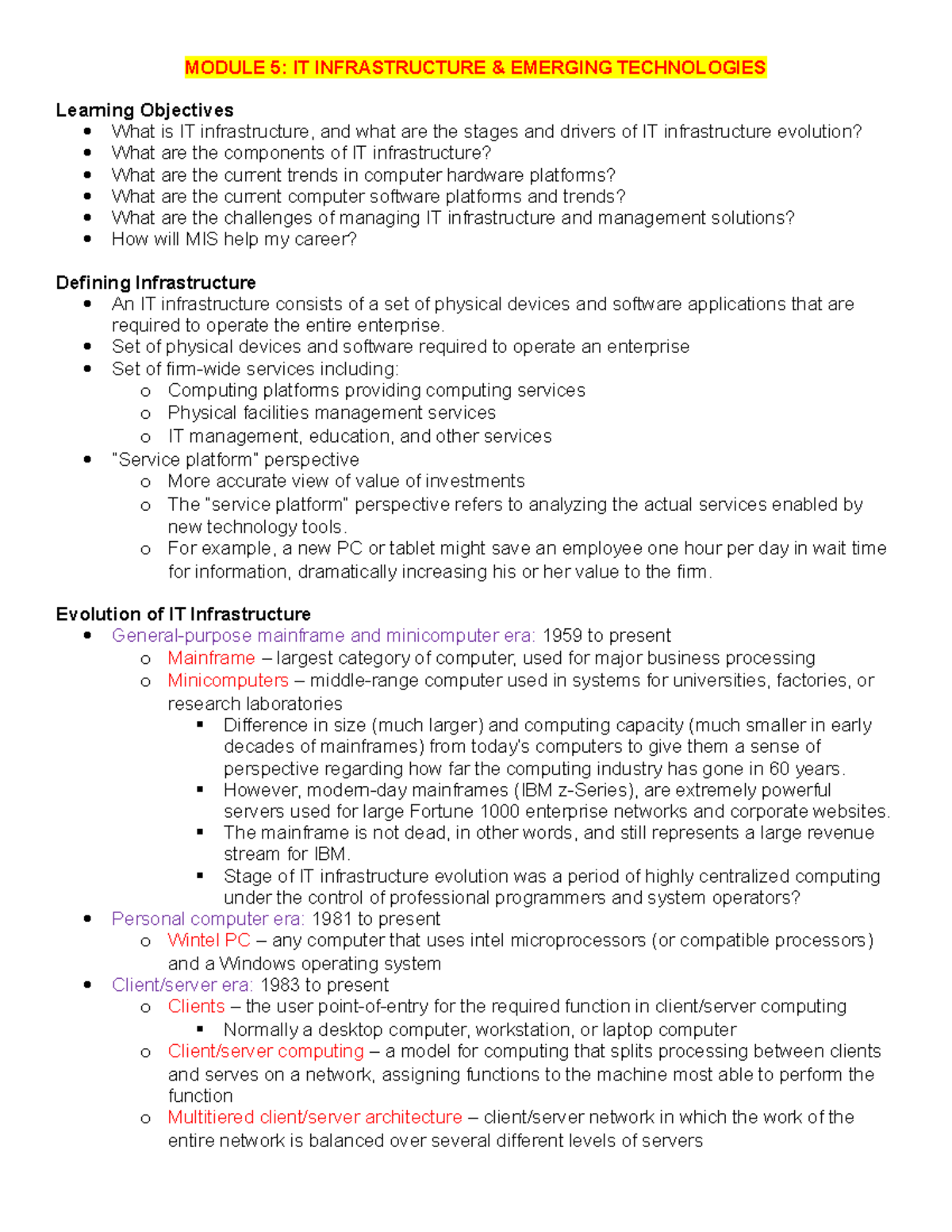 Module 5 Notes - Dr. Donald Jones - Rawls College of Business - MODULE ...