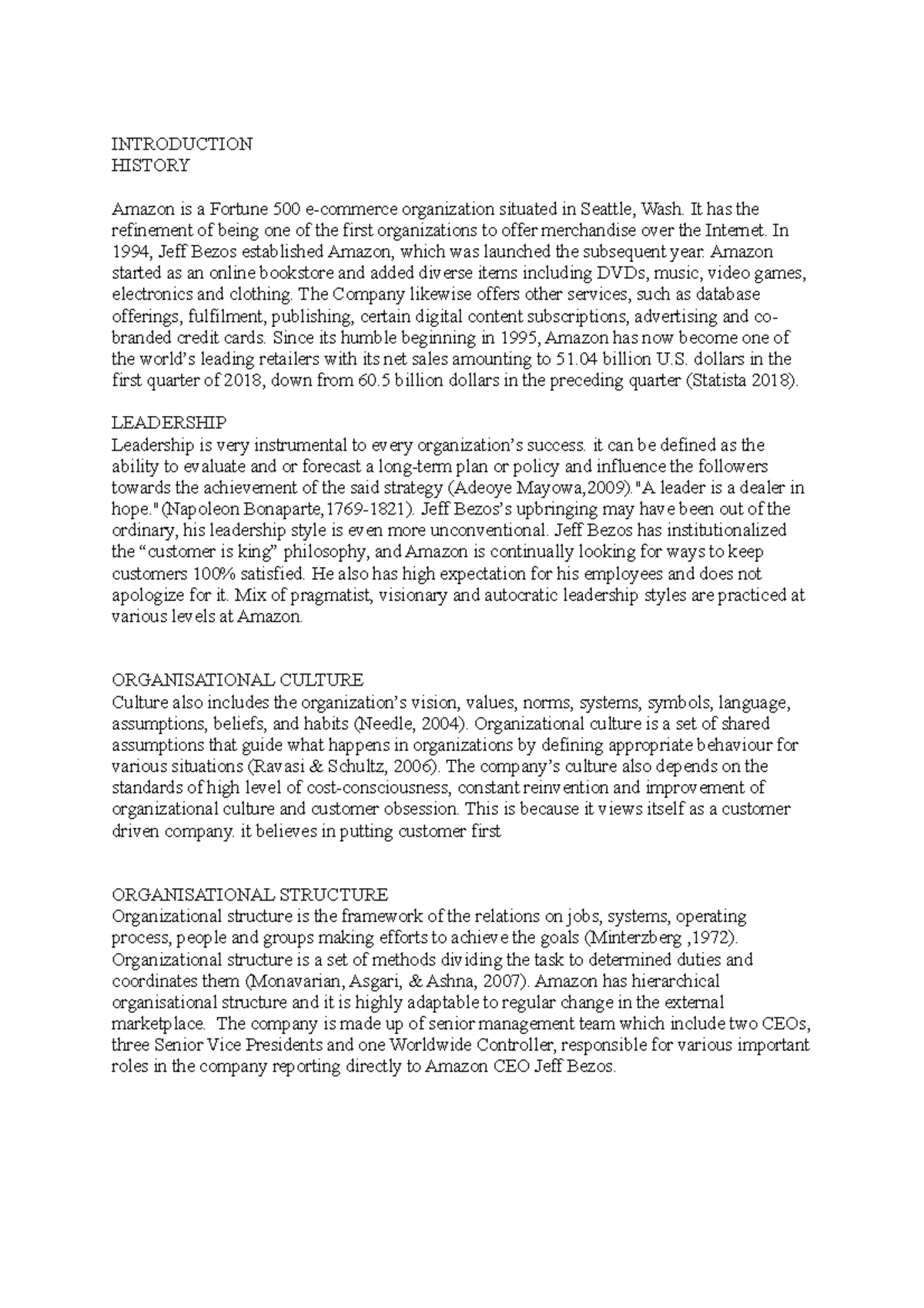 Amazon - INTRODUCTION HISTORY Amazon is a Fortune 500 e-commerce ...