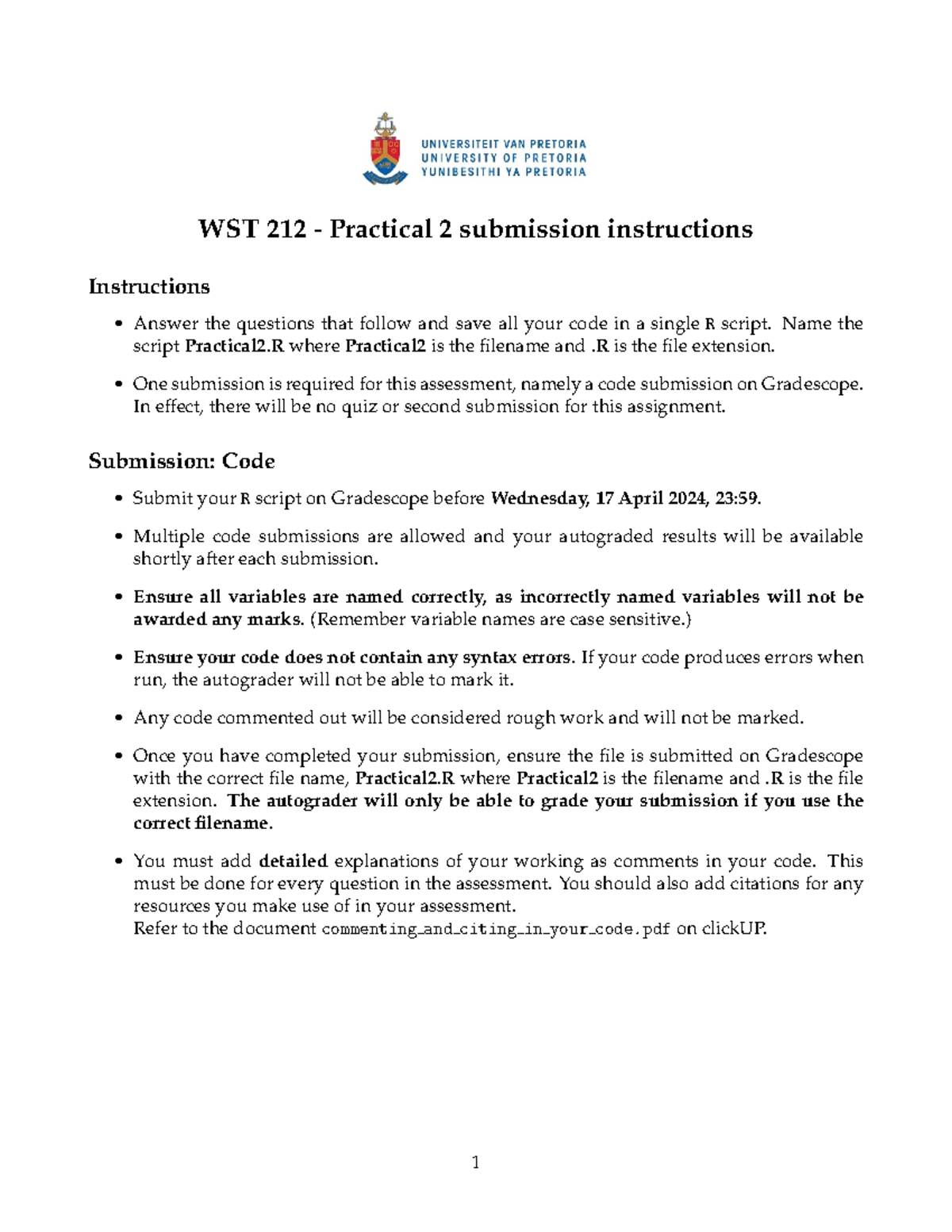 WST 212 - Practical 2 - Submission Instructions - 2024 - WST 212 ...