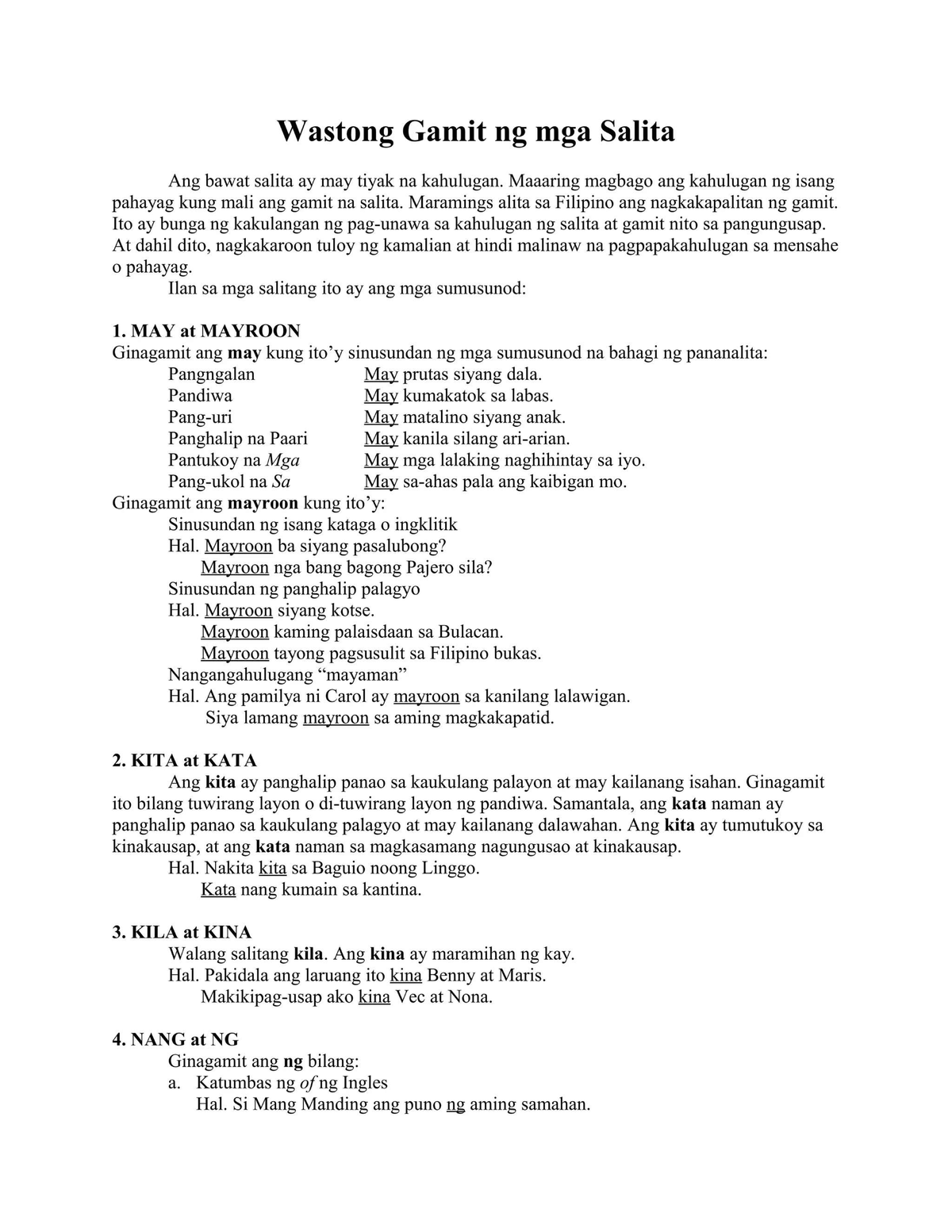 FILI103 Aralin 2 Wastong Paggamit ng mga Salita - Wastong Gamit ng mga ...