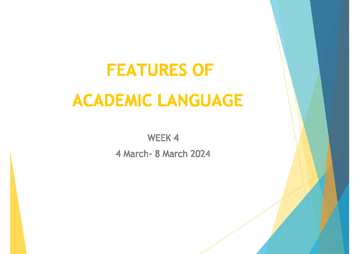 Academic Literacies Academic Writing Skills - FEATURES OF ACADEMIC ...
