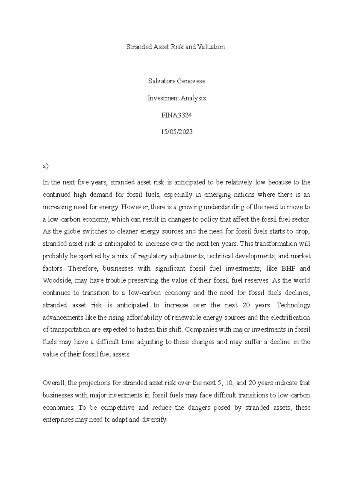 Stranded Asset Risk and Valuation - Stranded Asset Risk and Valuation ...