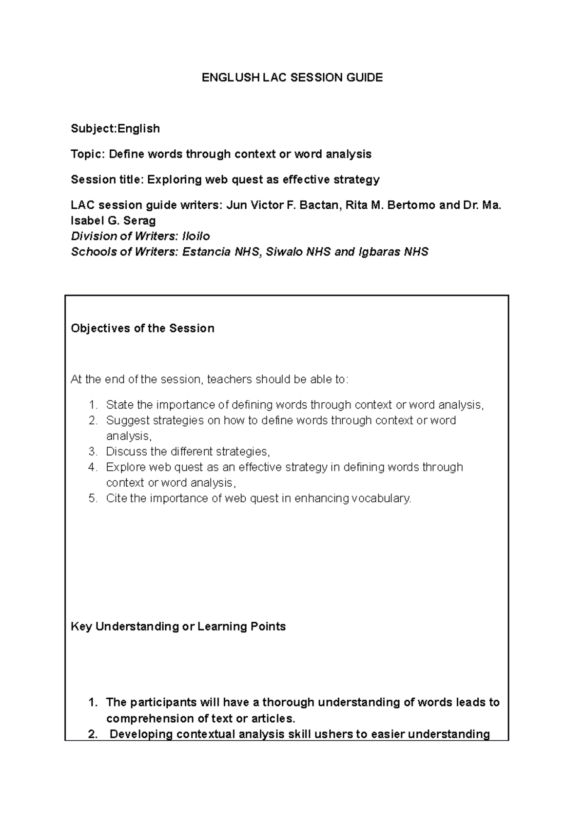 RTOT6 LAC Eng Define words through Context or Word Analysis - ENGLUSH ...