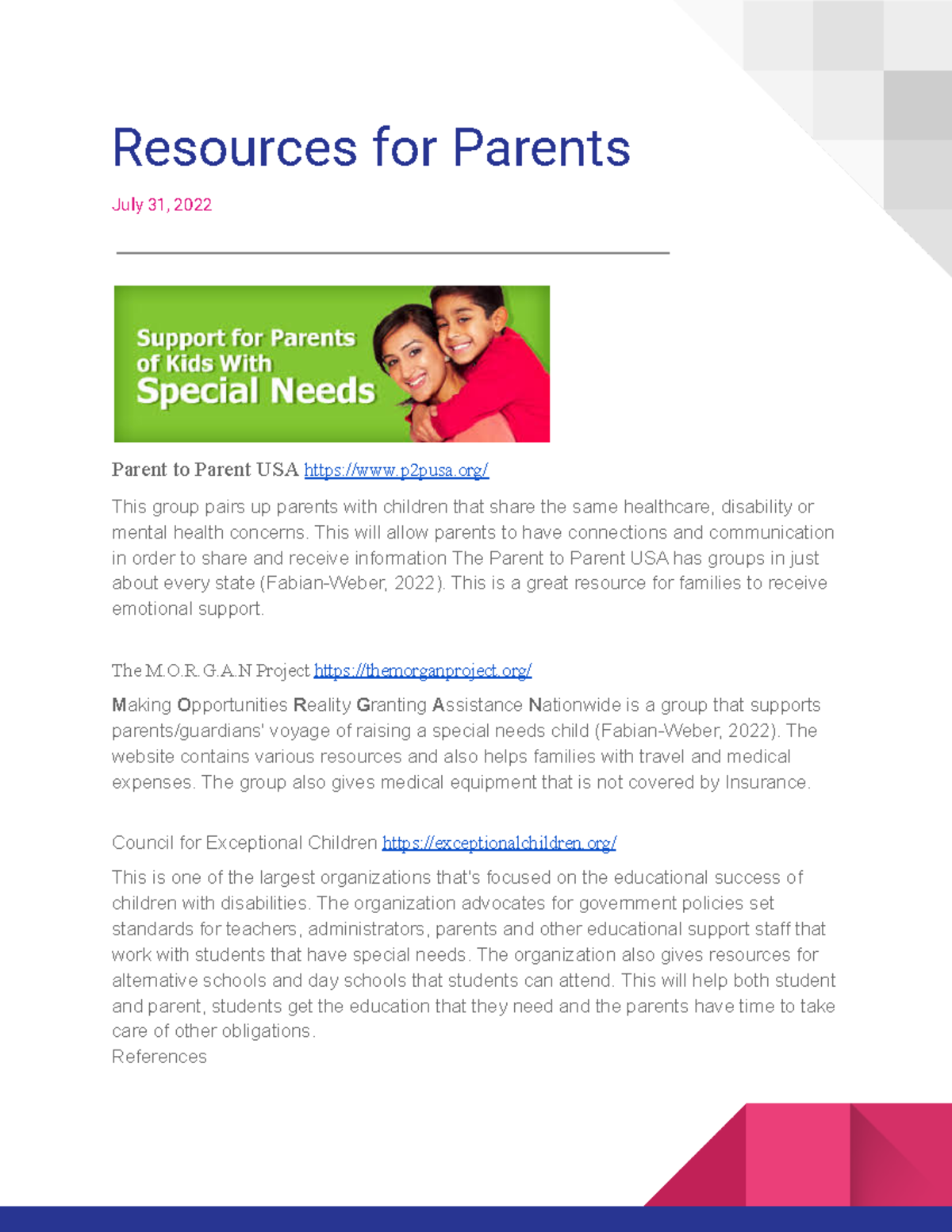 PR Newsletter - Resources for Parents News Letter - Resources for ...