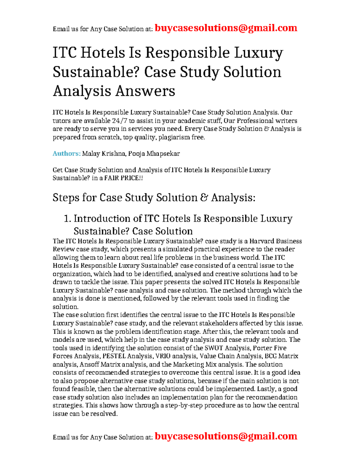 Case Solution ITC Hotels Is Responsible Luxury Sustainable - ITC Hotels ...