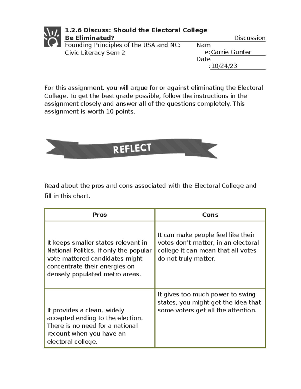 Should the Electoral College Be Eliminated - 1.2 Discuss: Should the ...
