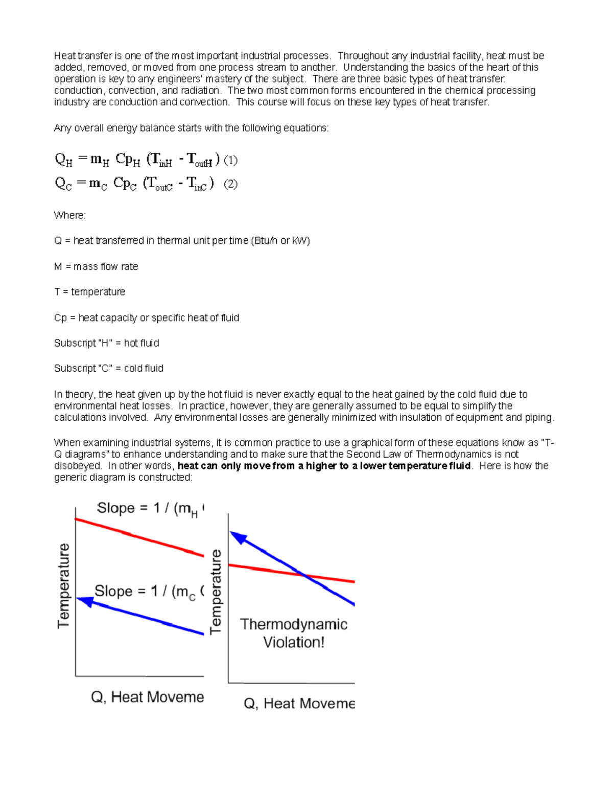 HEAT Exchanger Notes - Summary Chemical Engineering - Heat transfer is ...