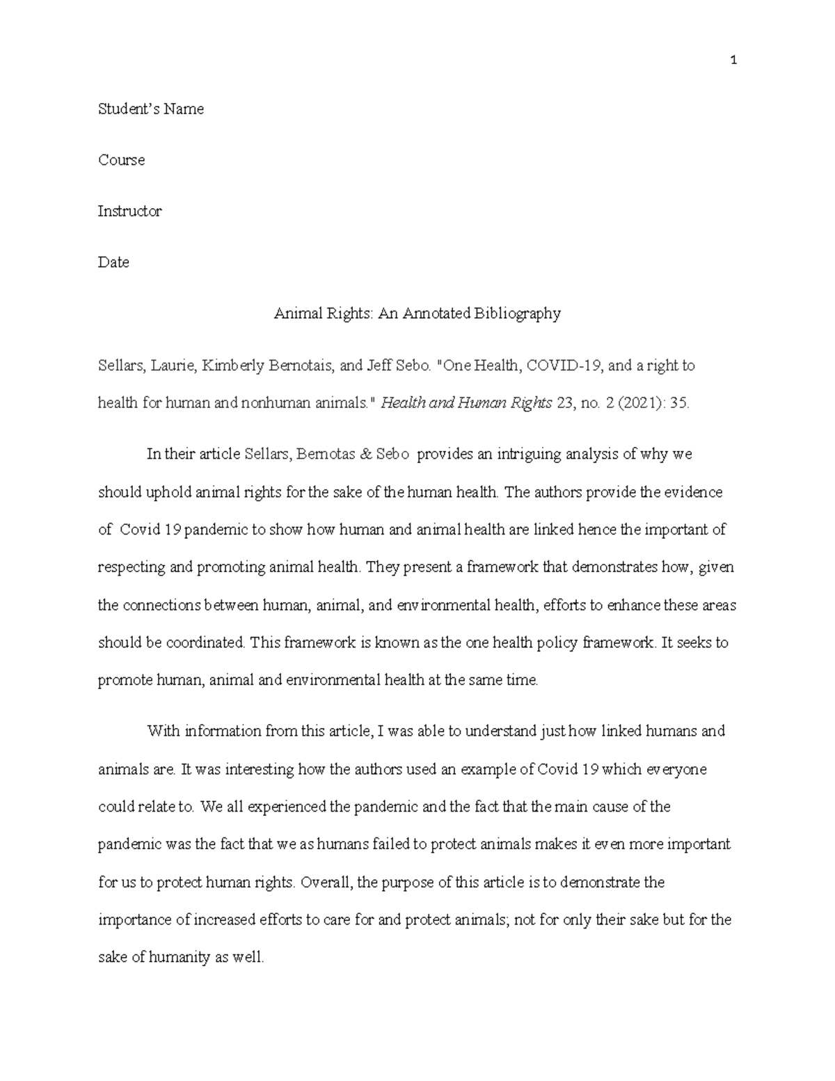 Annotated-2222224 - bibliography - 1 Student’s Name Course Instructor ...