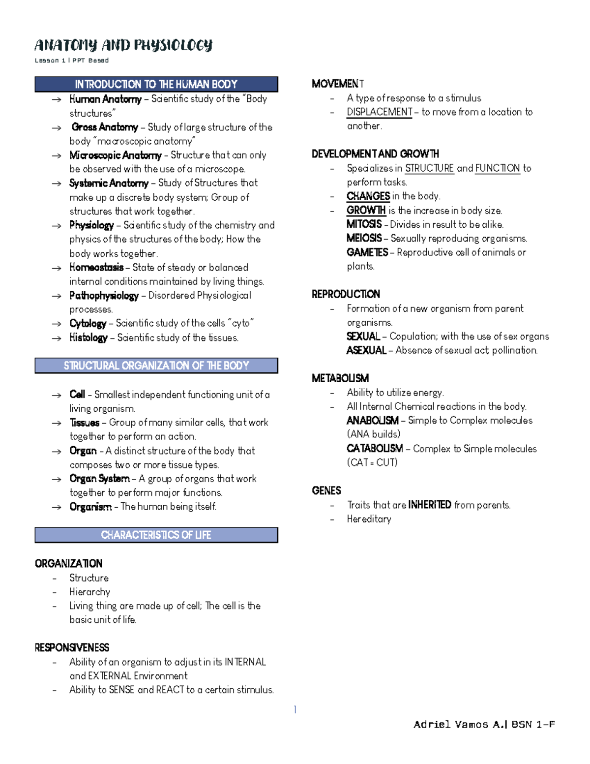 Anaphy Transes Lesson 1 - ANATOMY AND PHYSIOLOGY Lesson 1 | PPT Based 1 ...