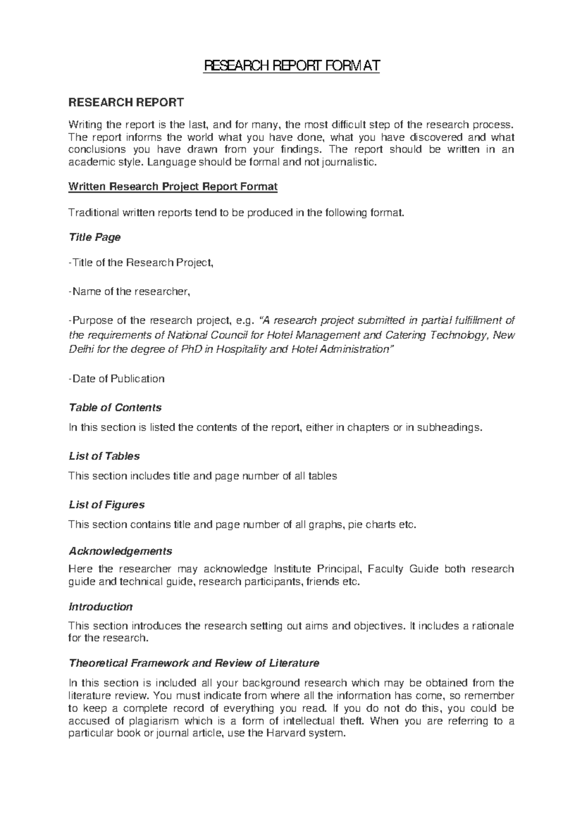 Research Report Format - RESEARCH REPORT FORMAT RESEARCH REPORT Writing ...