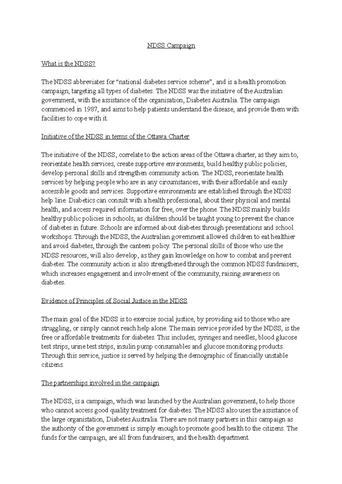 NDSS plan - NDSS - NDSS Campaign What is the NDSS? The NDSS abbreviates ...