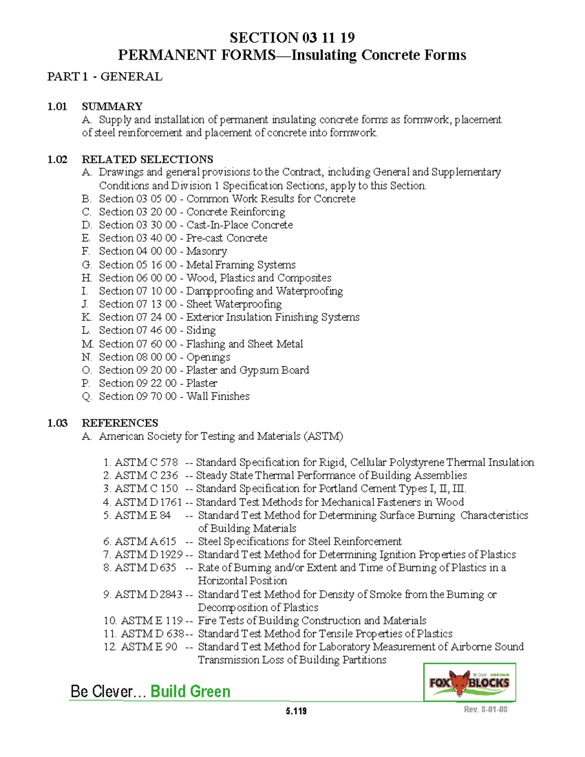 4227-169 - Fox Blocks - Footing Detail - SECTION 03 11 19 PERMANENT ...