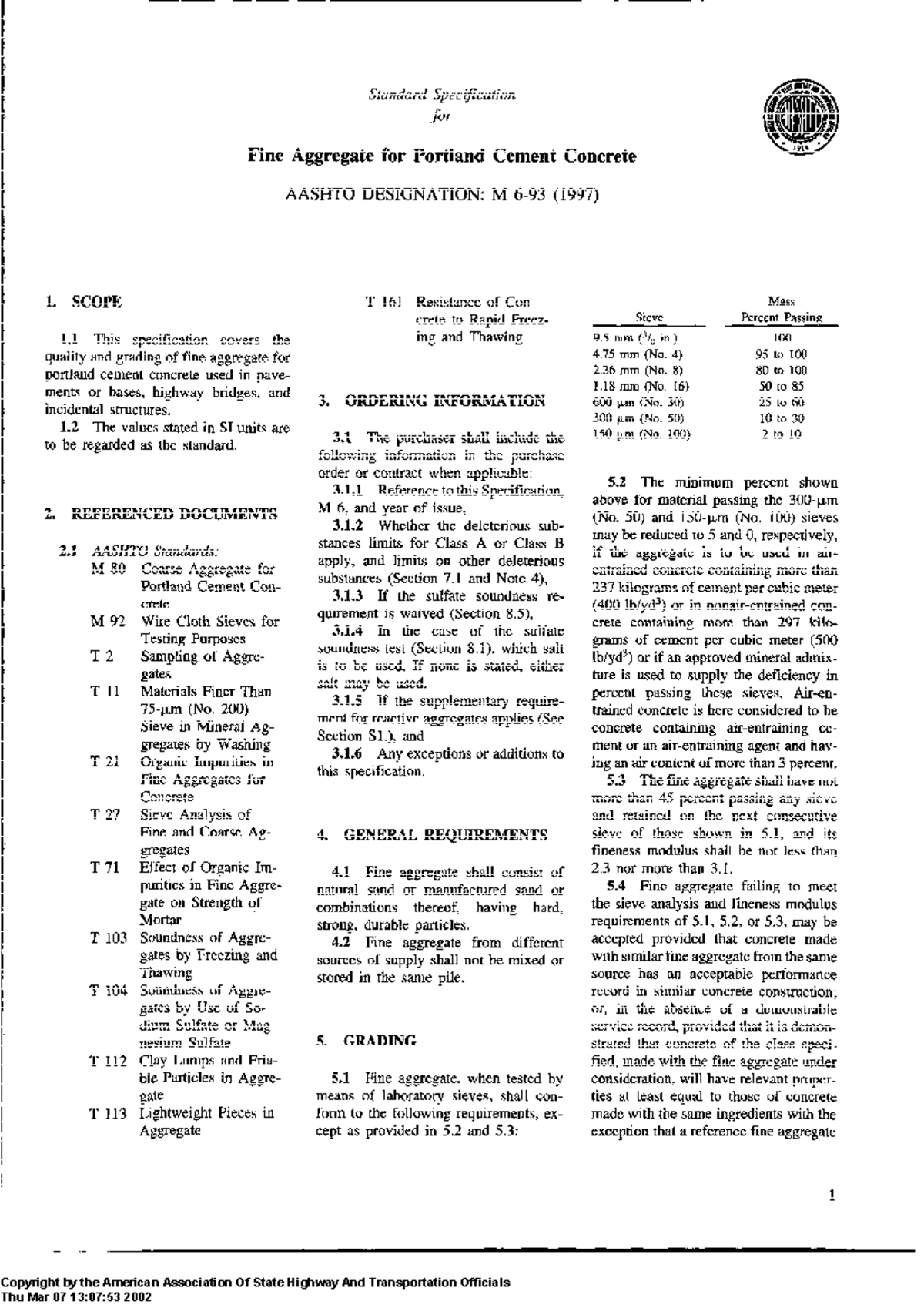 Aashto M 6 Fine Aggregate for Portland Cement Concrete - Concrete ...