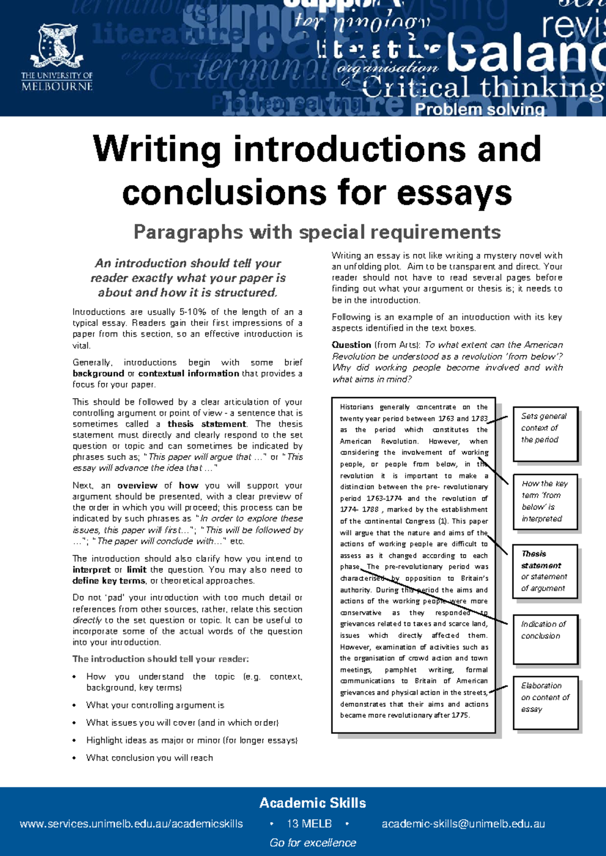 Writing introductions and conclusions for essays Update 051112-1 ...