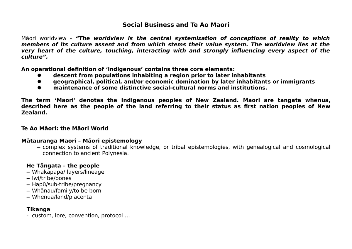 Social Business and Te Ao Maori - Social Business and Te Ao Maori Māori ...