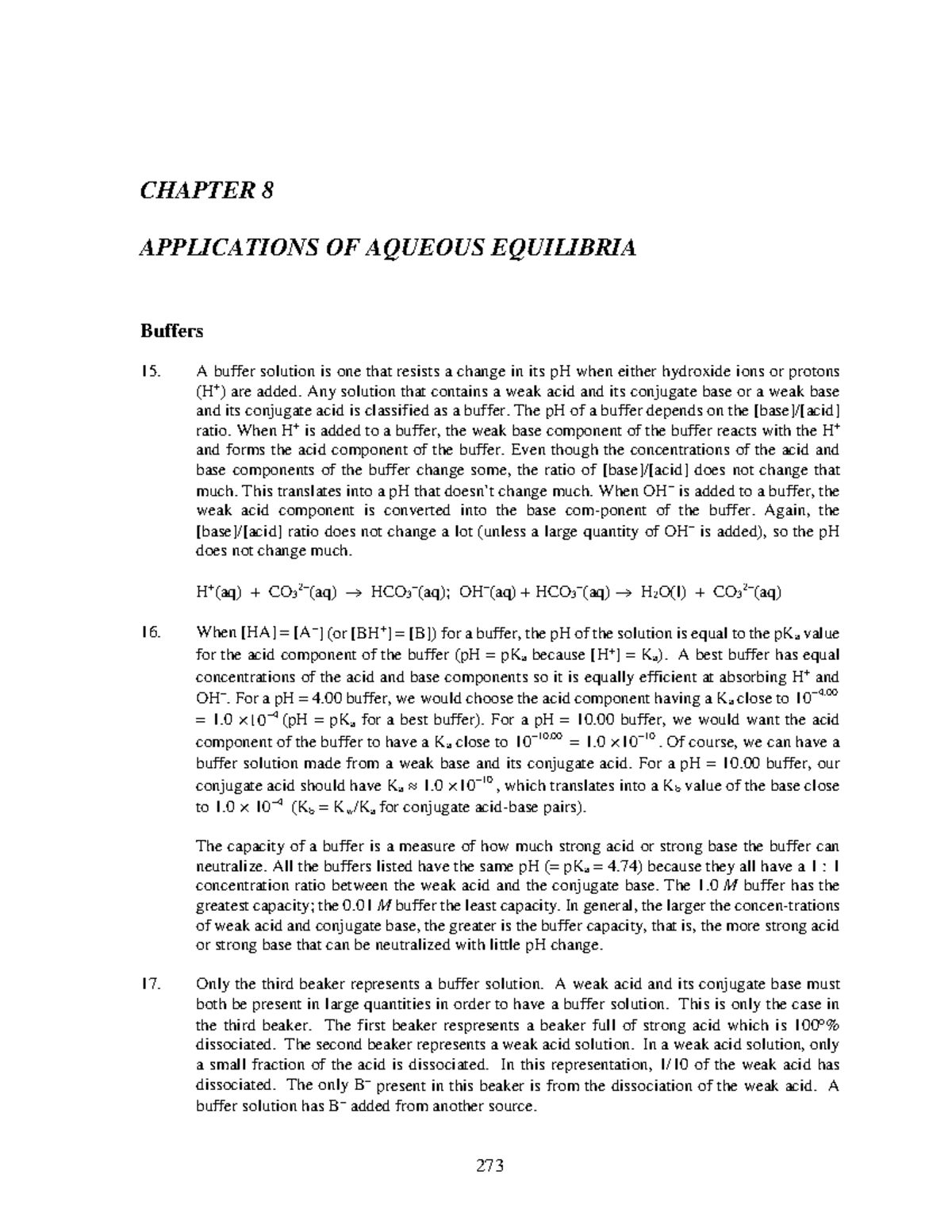 Solution Chapter 08 - 273 CHAPTER 8 APPLICATIONS OF AQUEOUS EQUILIBRIA ...