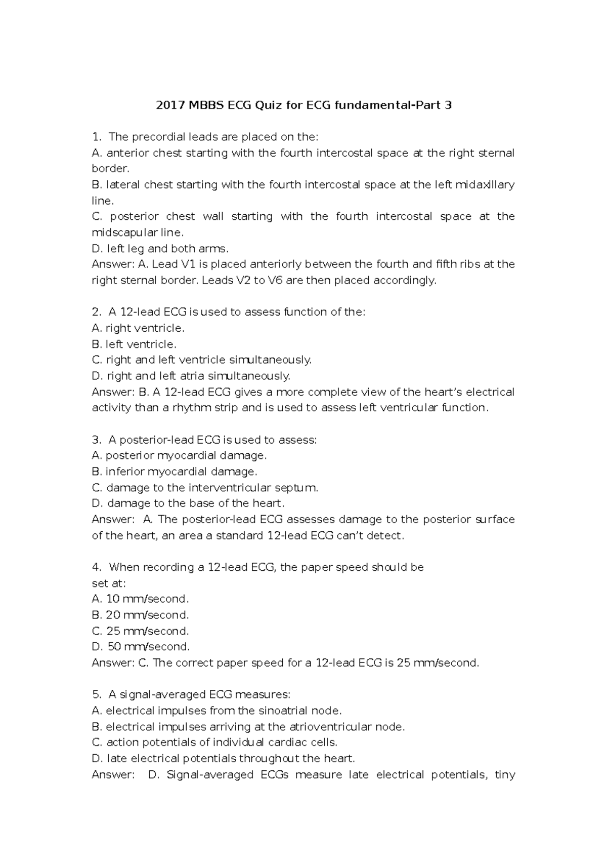 ECG Quiz for 2017 MBBS Part-4 - 2017 MBBS ECG Quiz for ECG fundamental ...