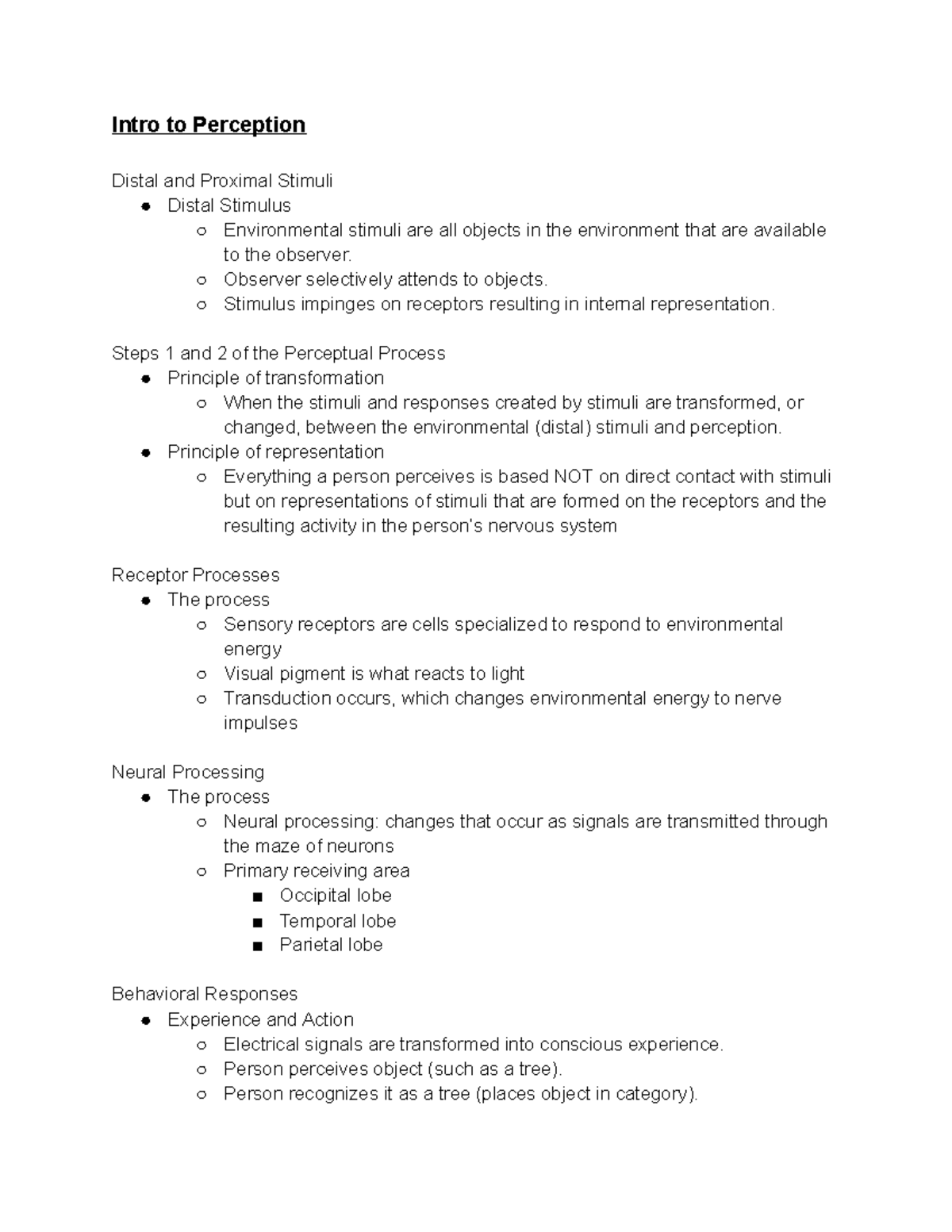 Human Sensory Perception Ch. 1 - Intro to Perception Distal and ...