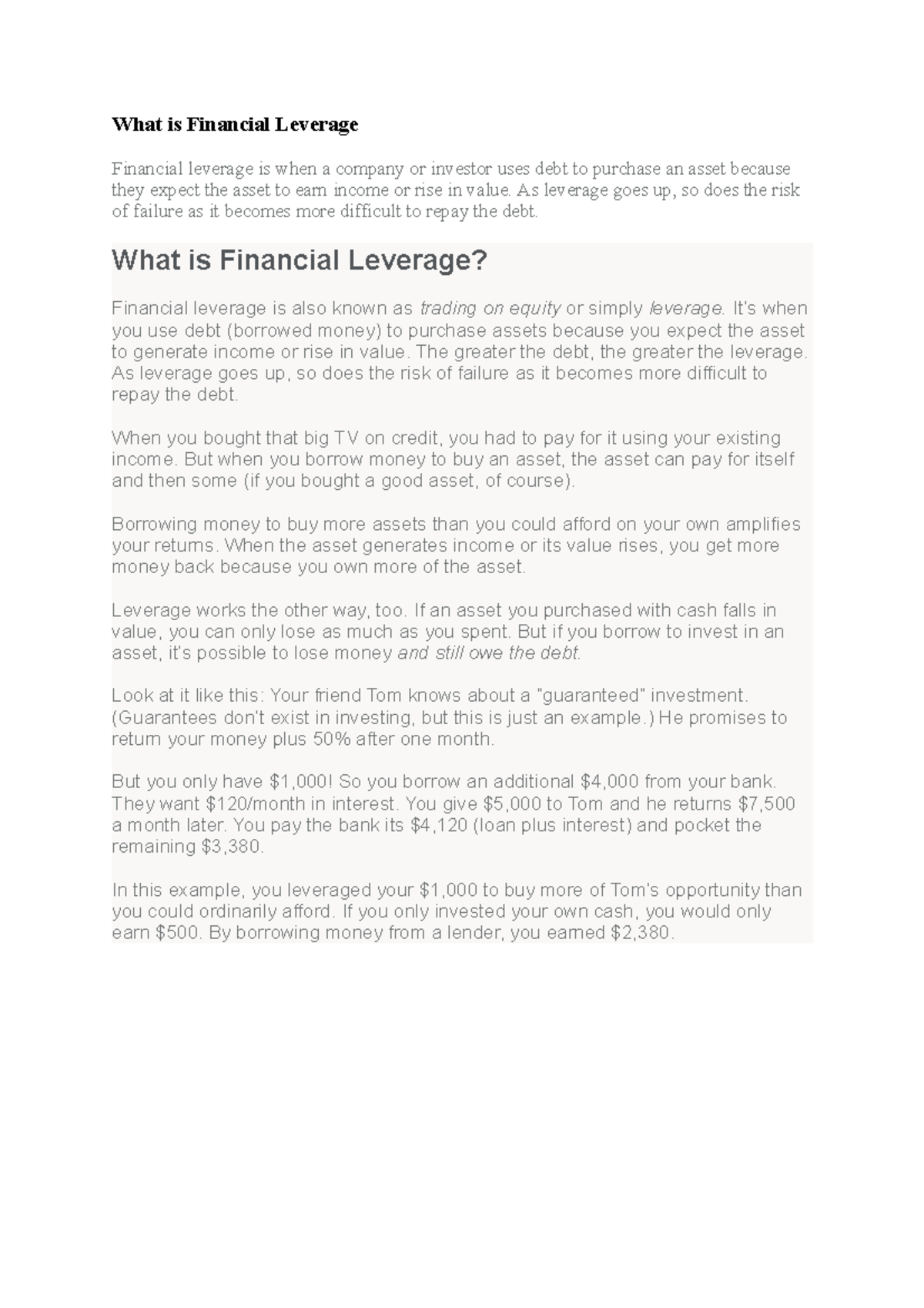 What is Financial Leverage - What is Financial Leverage Financial ...