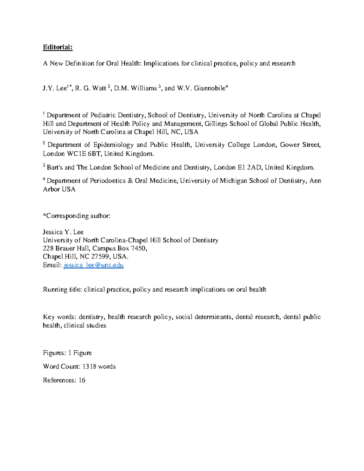 Lee New Definition Oral Health - Editorial: A New Definition for Oral ...