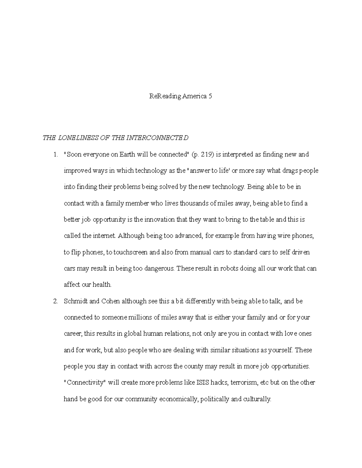 Re Reading America 5 - ReReading America 5 THE LONELINESS OF THE ...