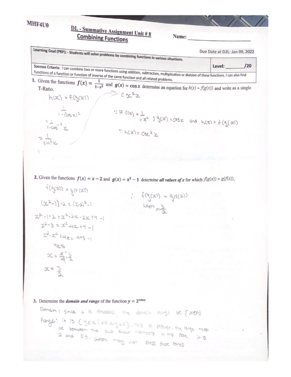 DL - Summative Assignment Unit # 8 - Mathematics 1229A/B - Studocu