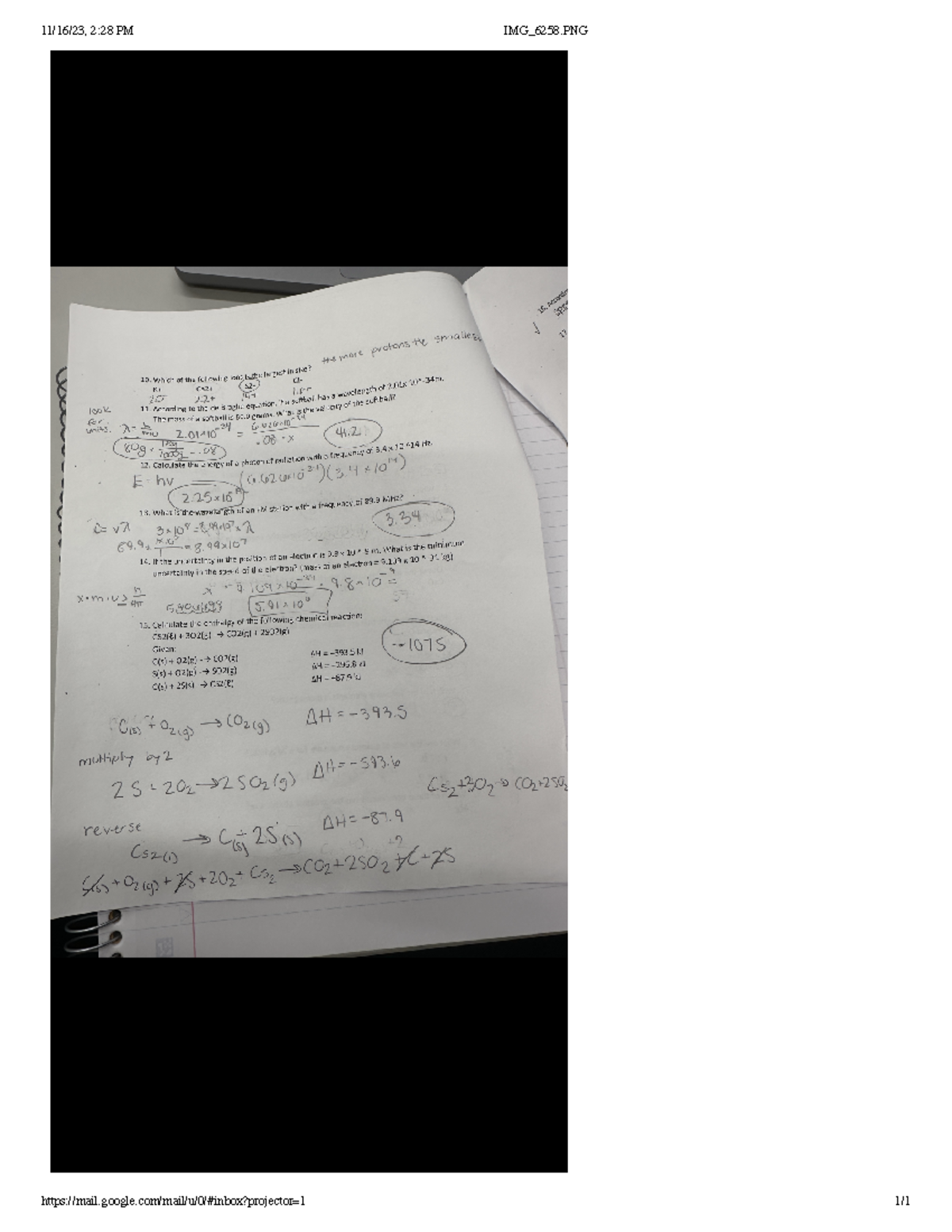 Unit 2 - Practice work - CHEM1040 - 11/16/23, 2:28 PM IMG_6258 - Studocu