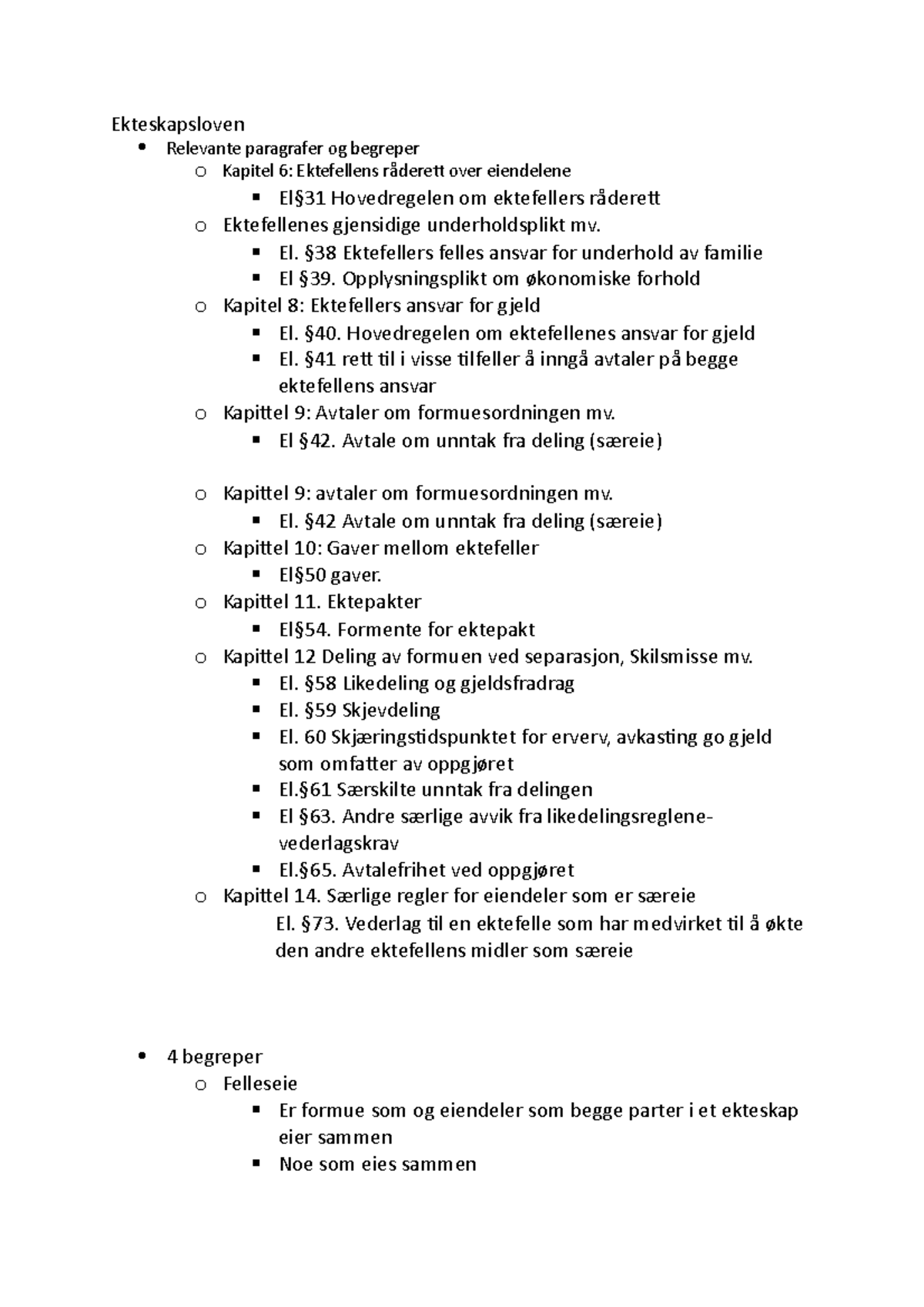 Ekteskapsloven - Bra notater - Ekteskapsloven Relevante paragrafer og ...